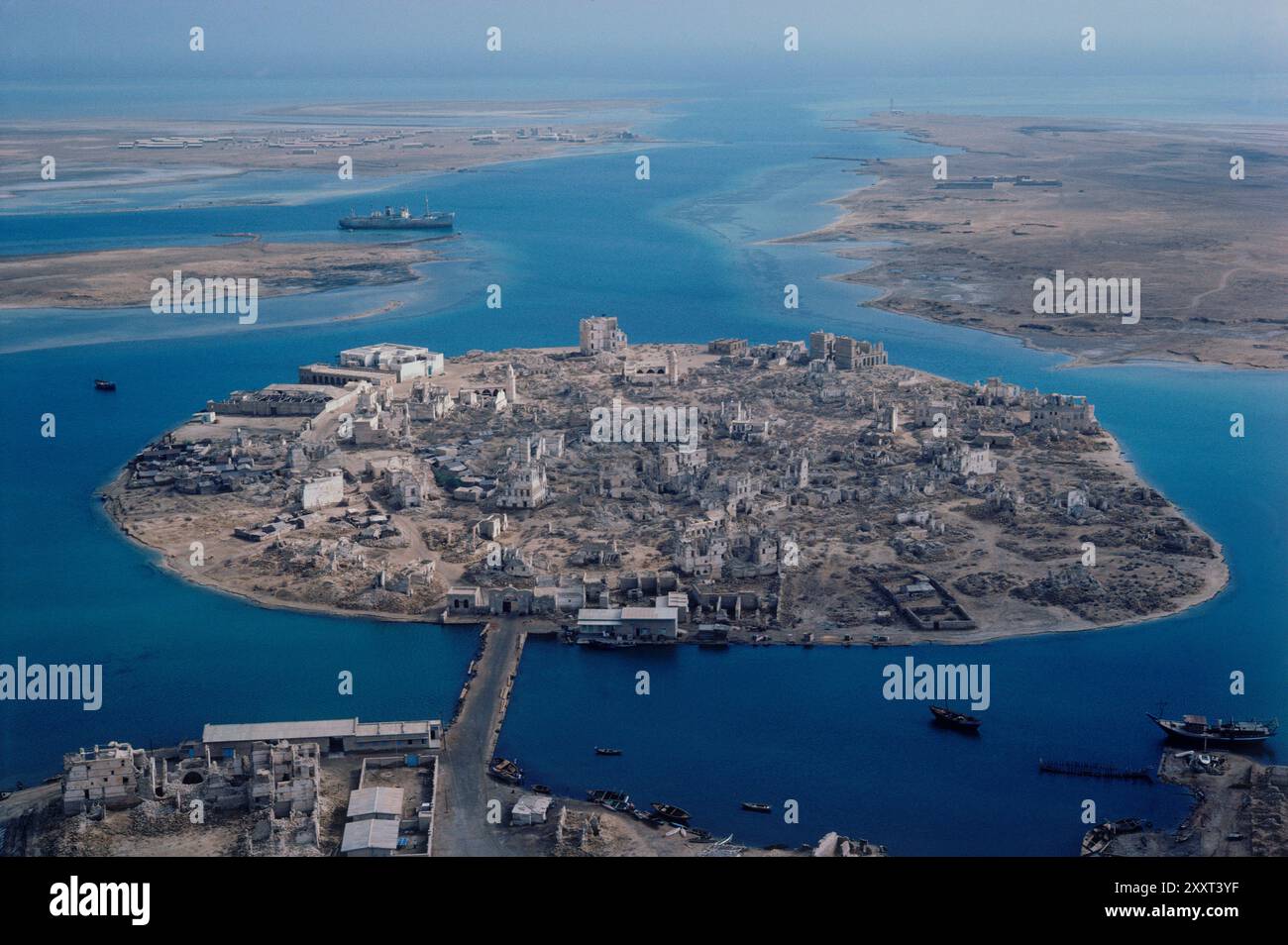 Aerial of the ancient and now abandoned port of Suakin on a coral ...