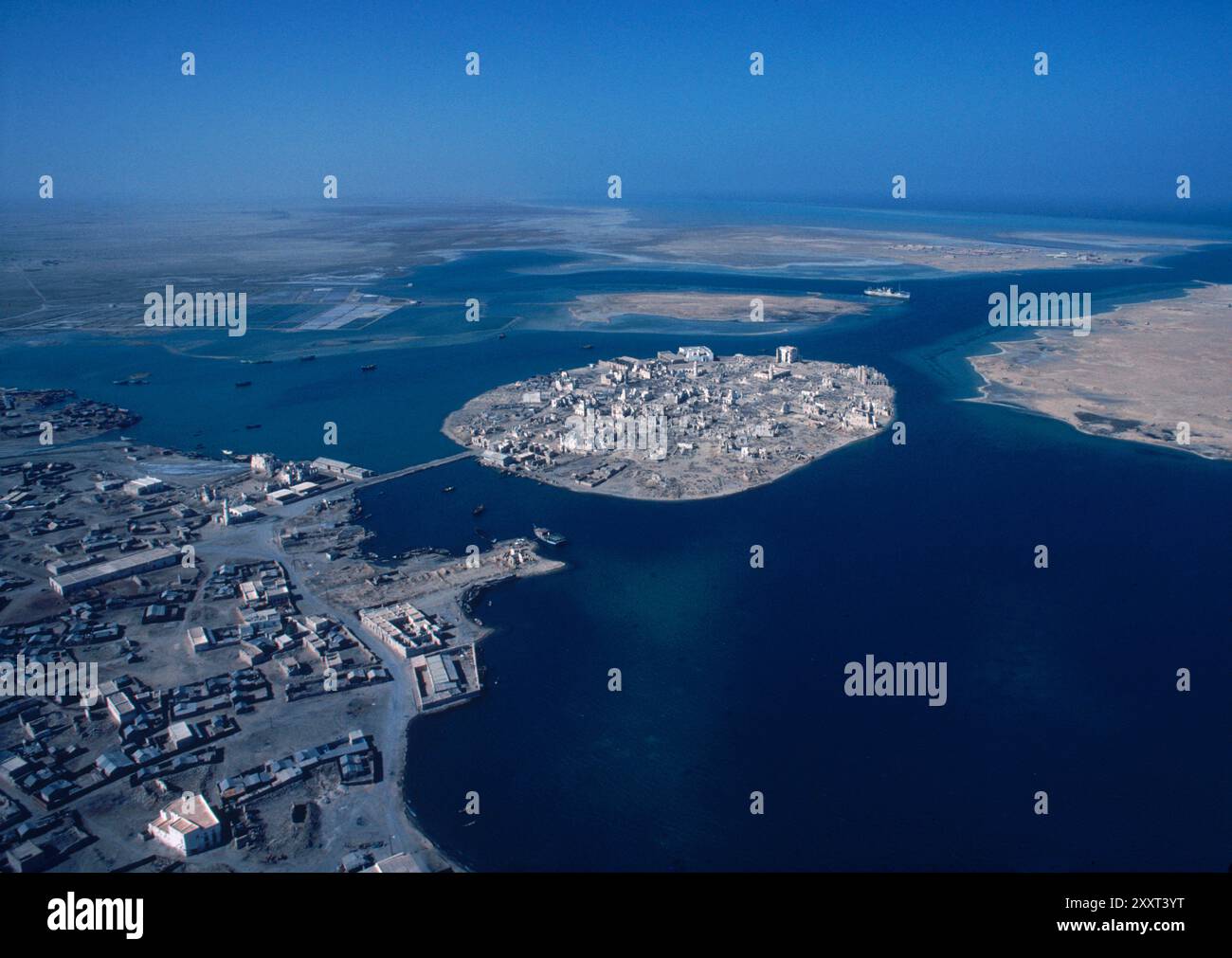 Aerial of the ancient and now abandoned port of Suakin on the Red Sea ...