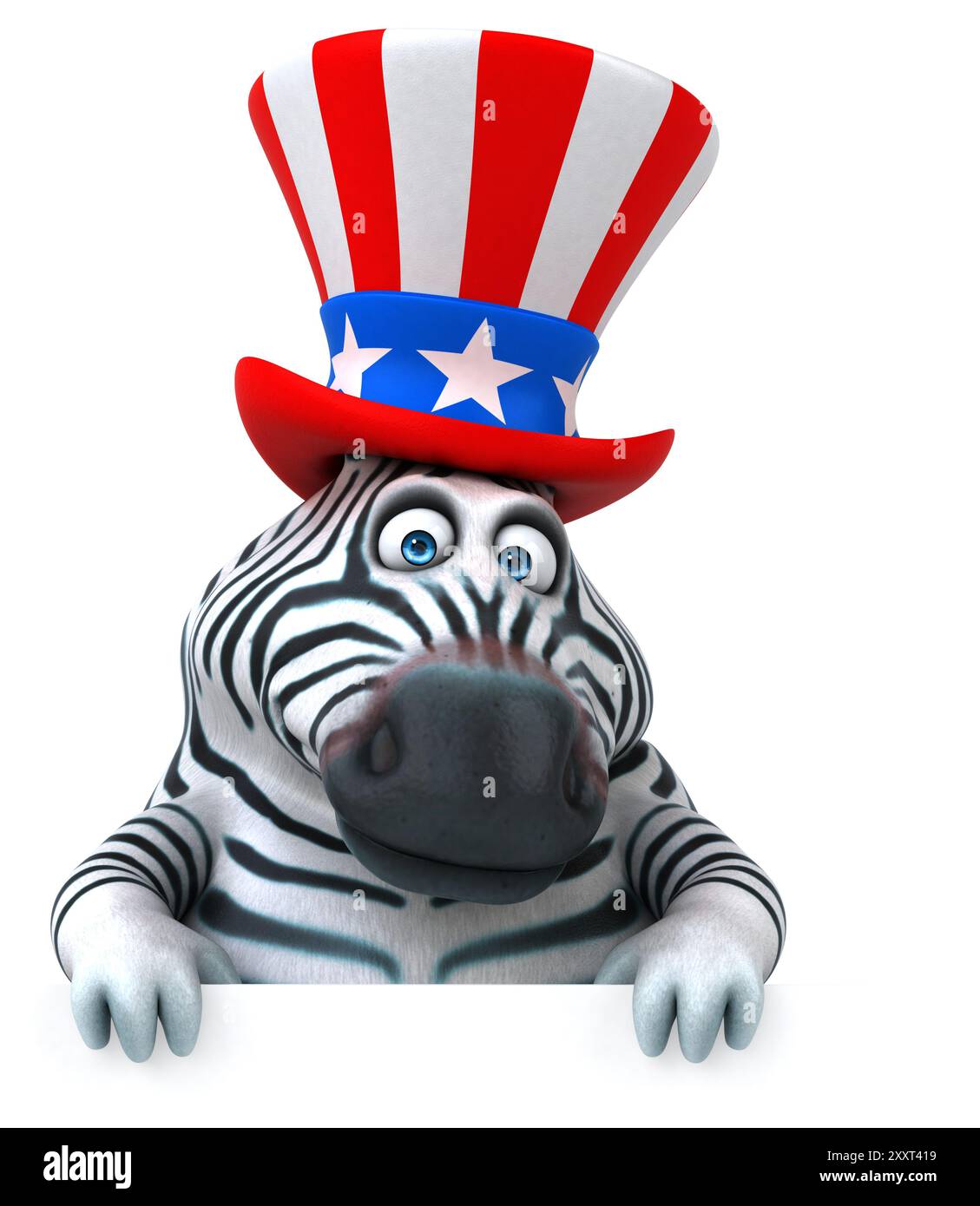 Fun 3D cartoon zebra with an uncle sam hat Stock Photo - Alamy