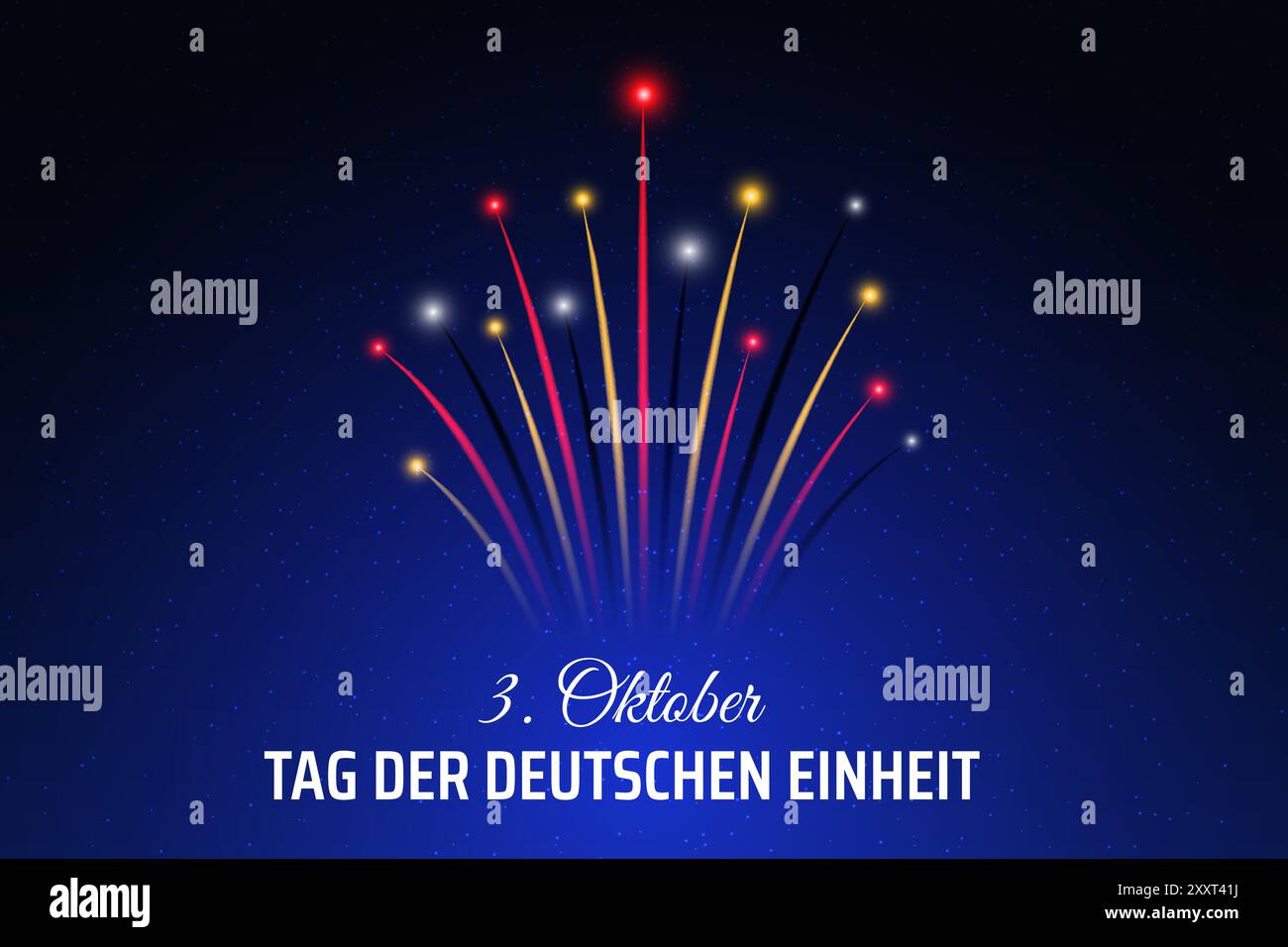 October 3, german unity day, flag fireworks on night sky background ...