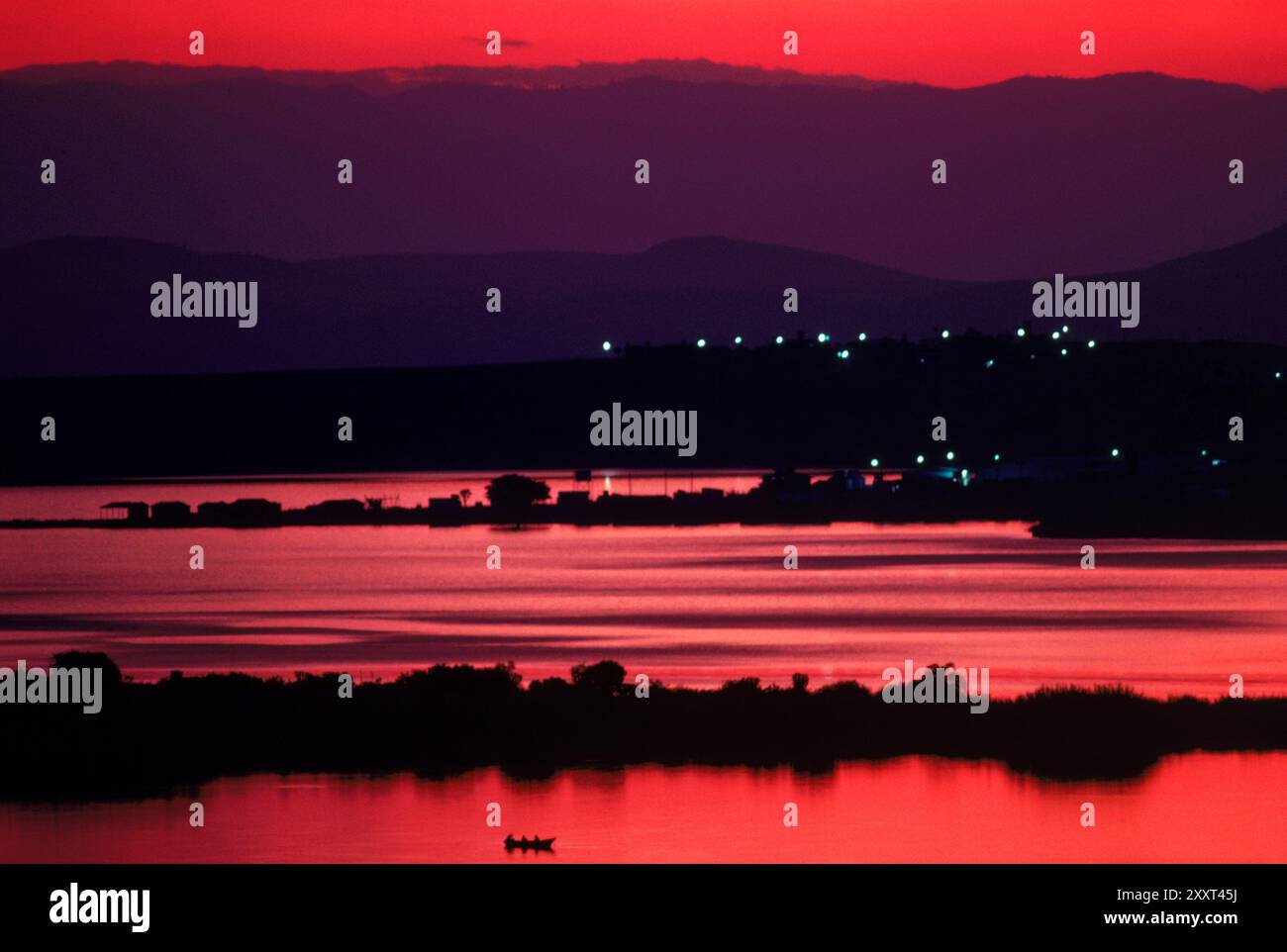 Colorful skies over Lake Edward, Uganda Stock Photo - Alamy