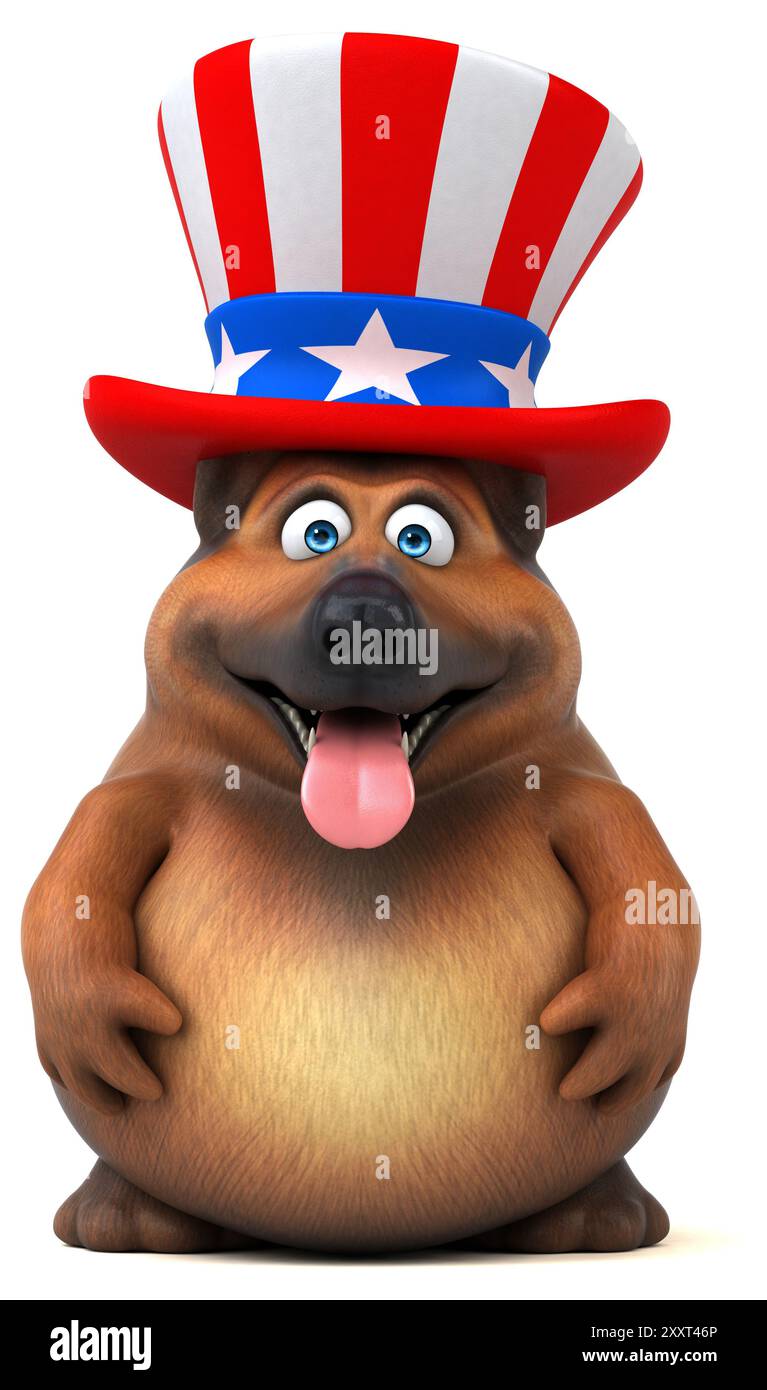 Fun 3D cartoon german shepherd dog with an uncle sam hat Stock Photo ...