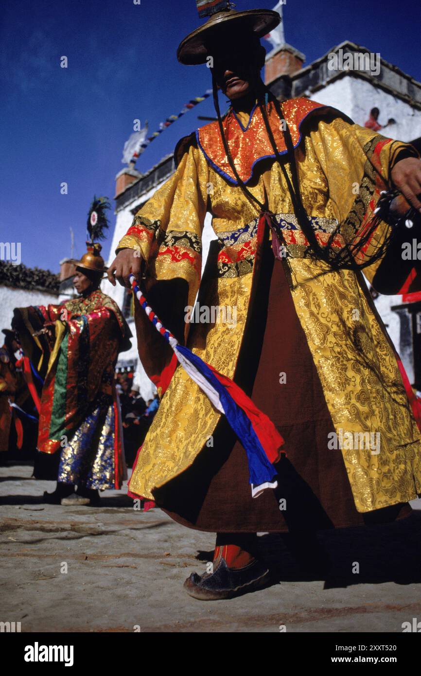 Monk dancing during a celebration, Lo Manthang, Nepal Stock Photo - Alamy