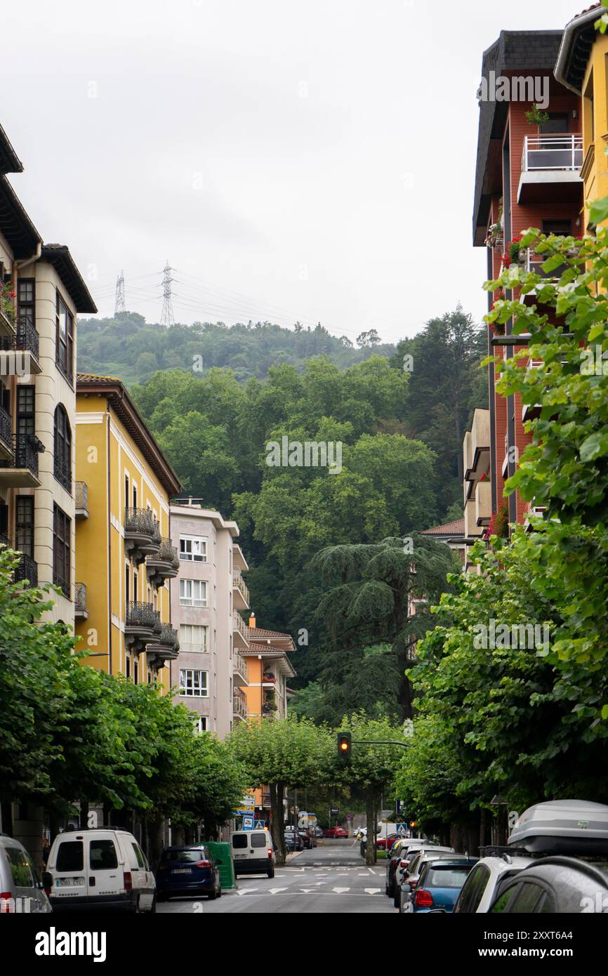 One of the main streets of the town of Tolosa in the Basque Country ...