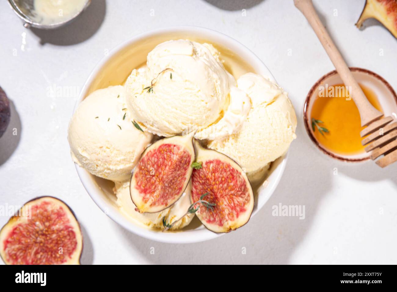 Tasty fig gelato ice cream, aromatic and creamy fruit sorbet dessert ...