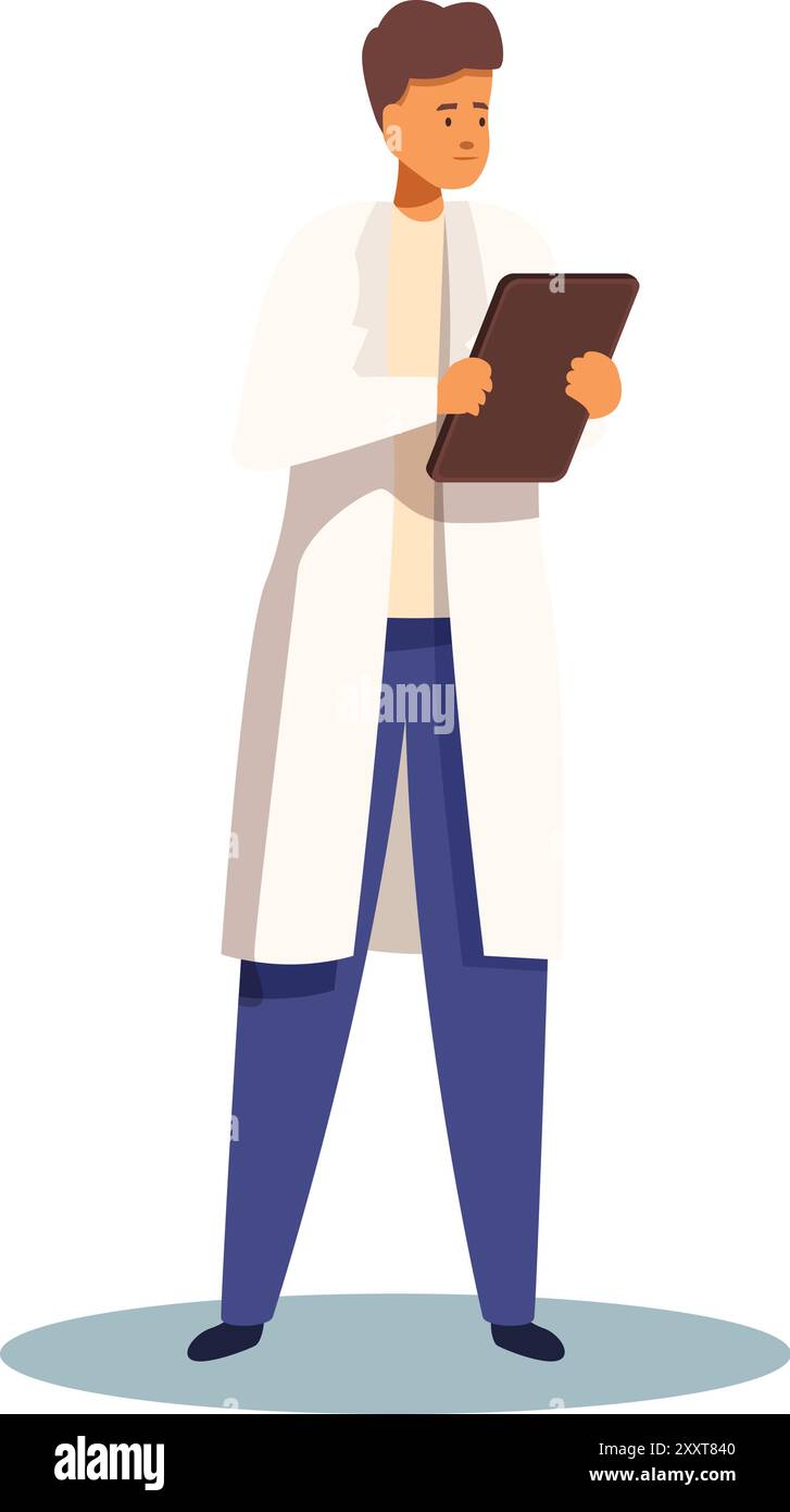 Male doctor is standing and taking notes on his medical chart Stock ...