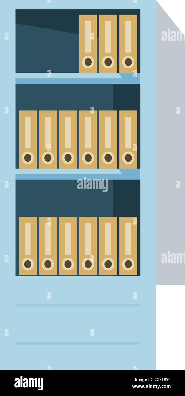 Tall metal filing cabinet is holding important ring binders with ...