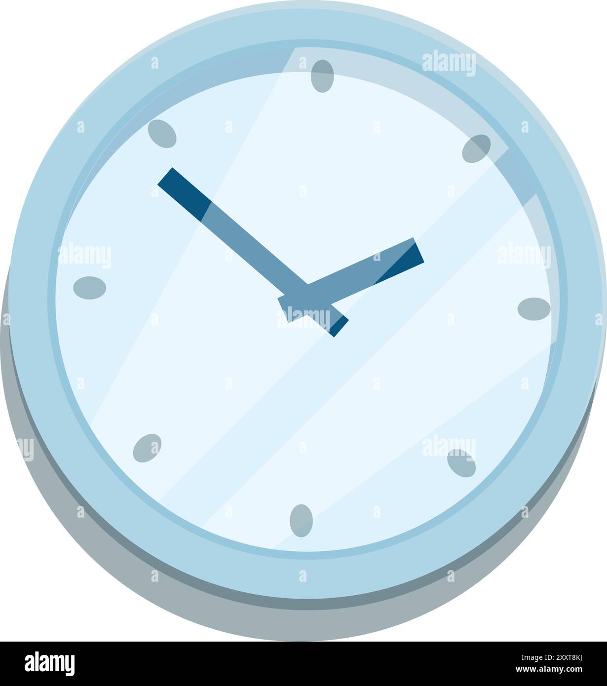Round wall clock telling time with hour and minute hands on white ...