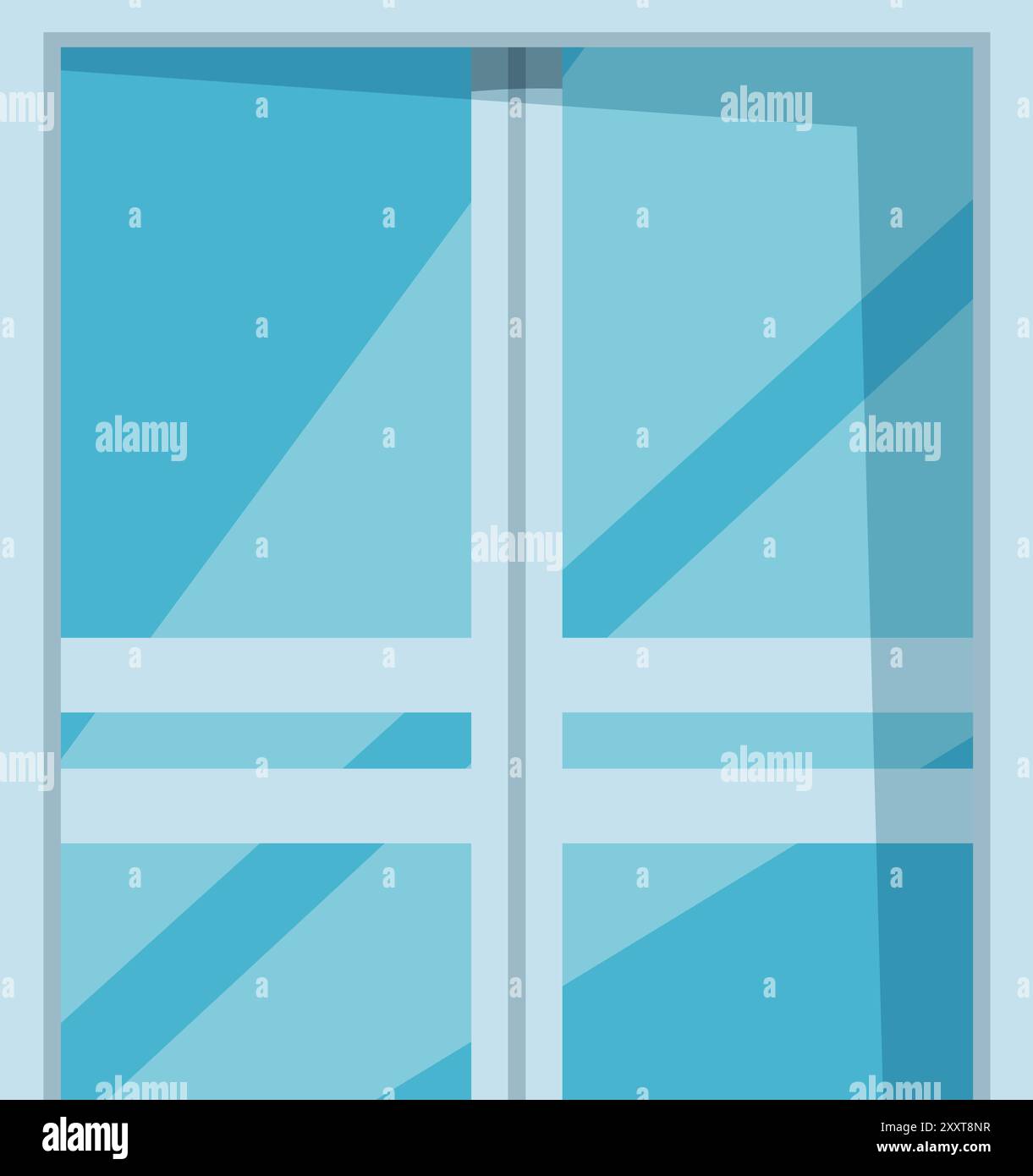 Modern glass office door with a blue tint reflecting sunlight Stock ...