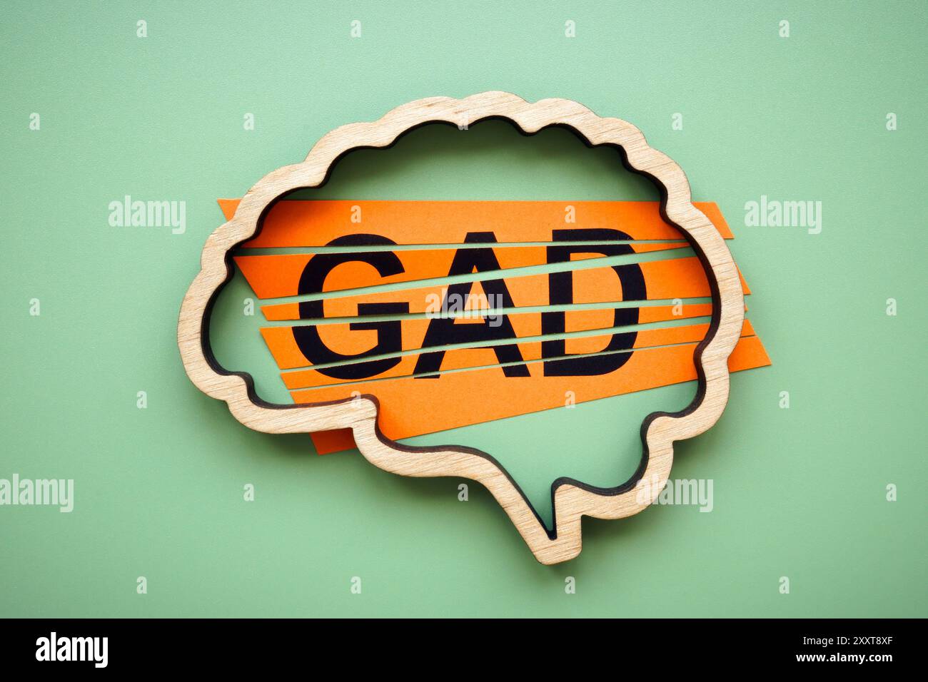 Outline of a brain with the acronym generalized anxiety disorder GAD ...