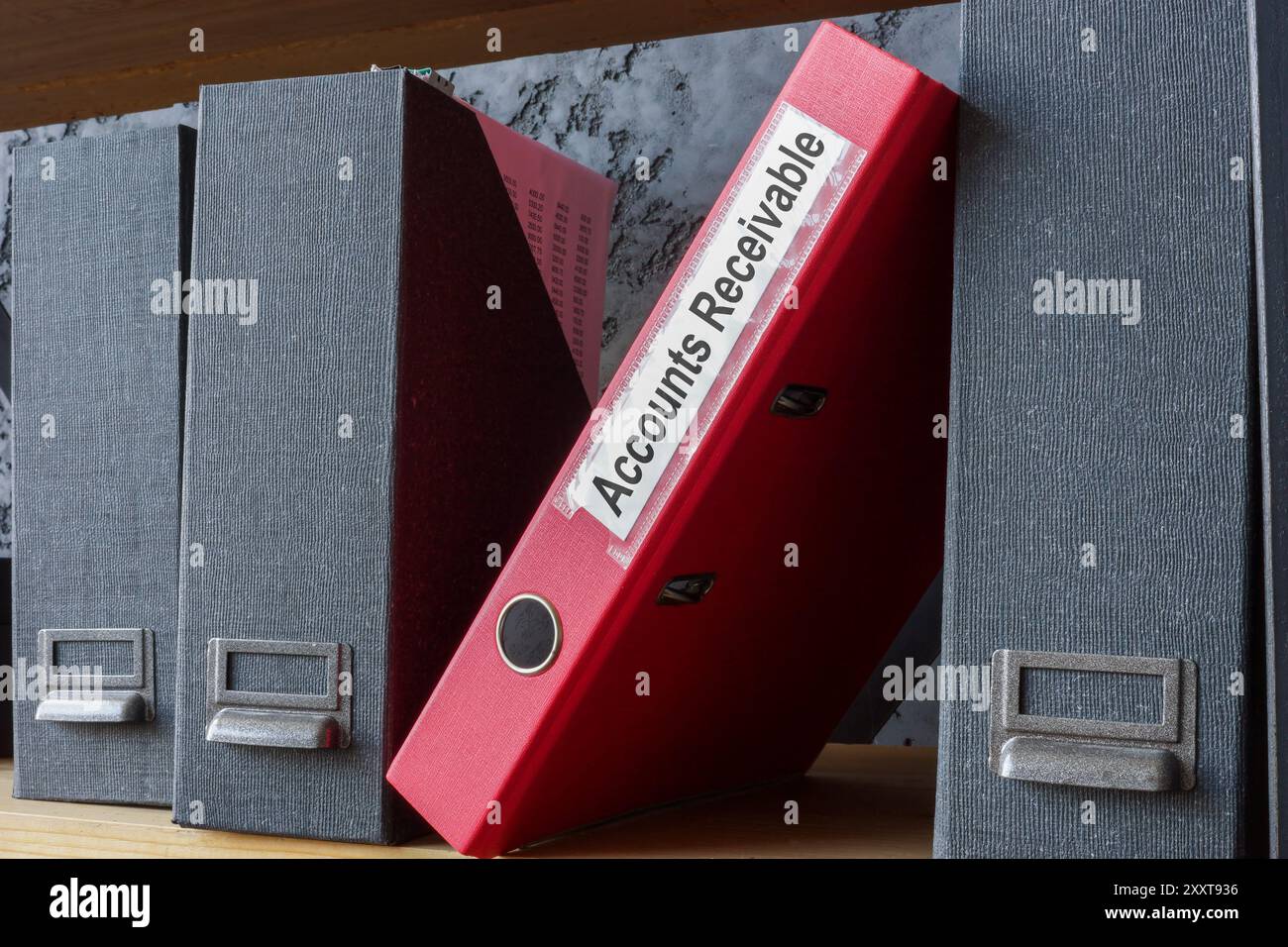 Folder labeled accounts receivable on a shelf. Financial management and ...