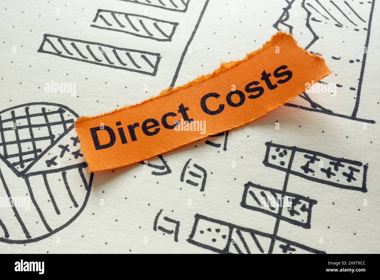 Piece of paper with direct costs on graphs. Expense tracking and ...