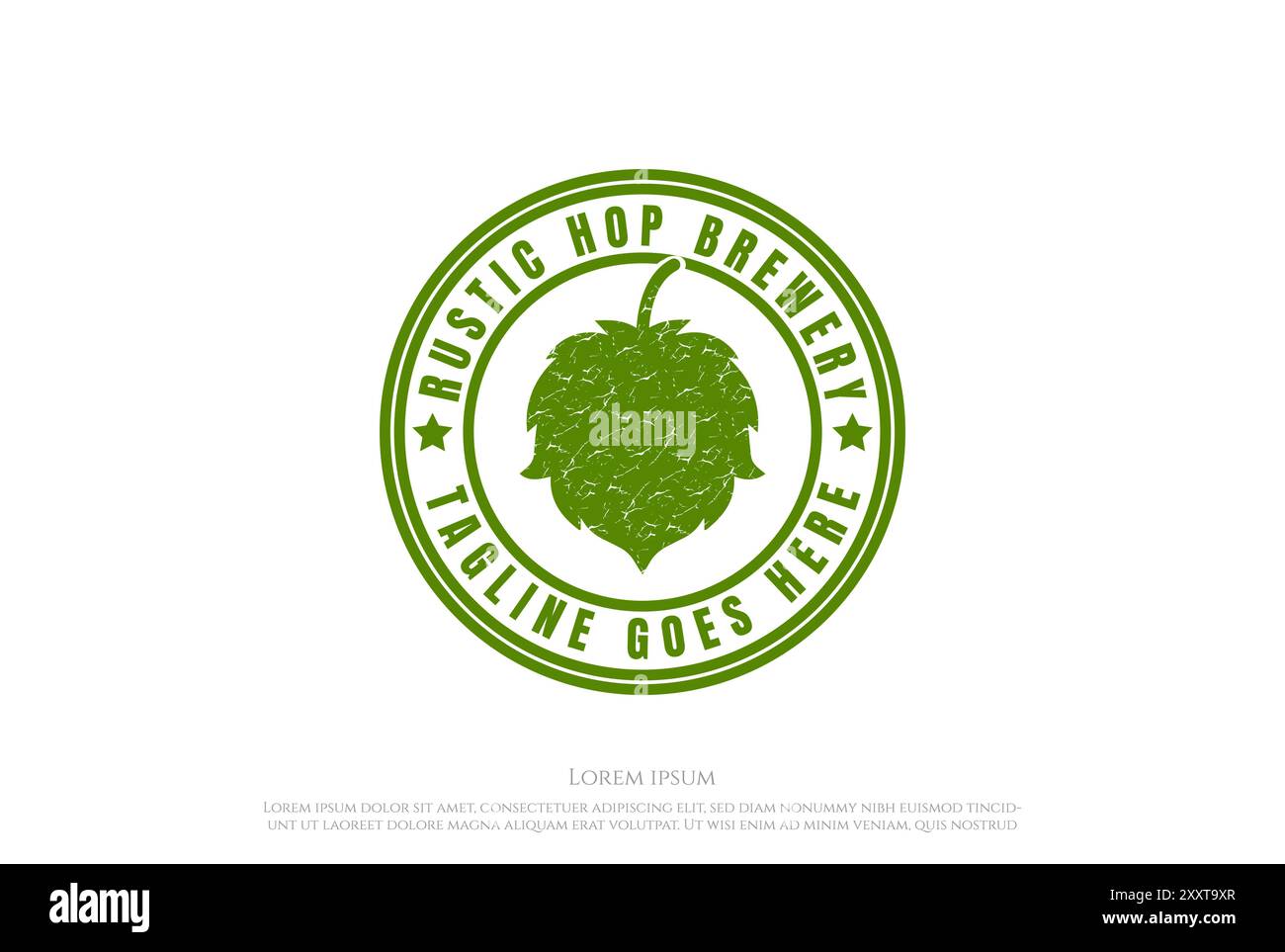 Rustic Hop Hops Badge Brewing Brewery Label Stamp Logo Design Vector ...