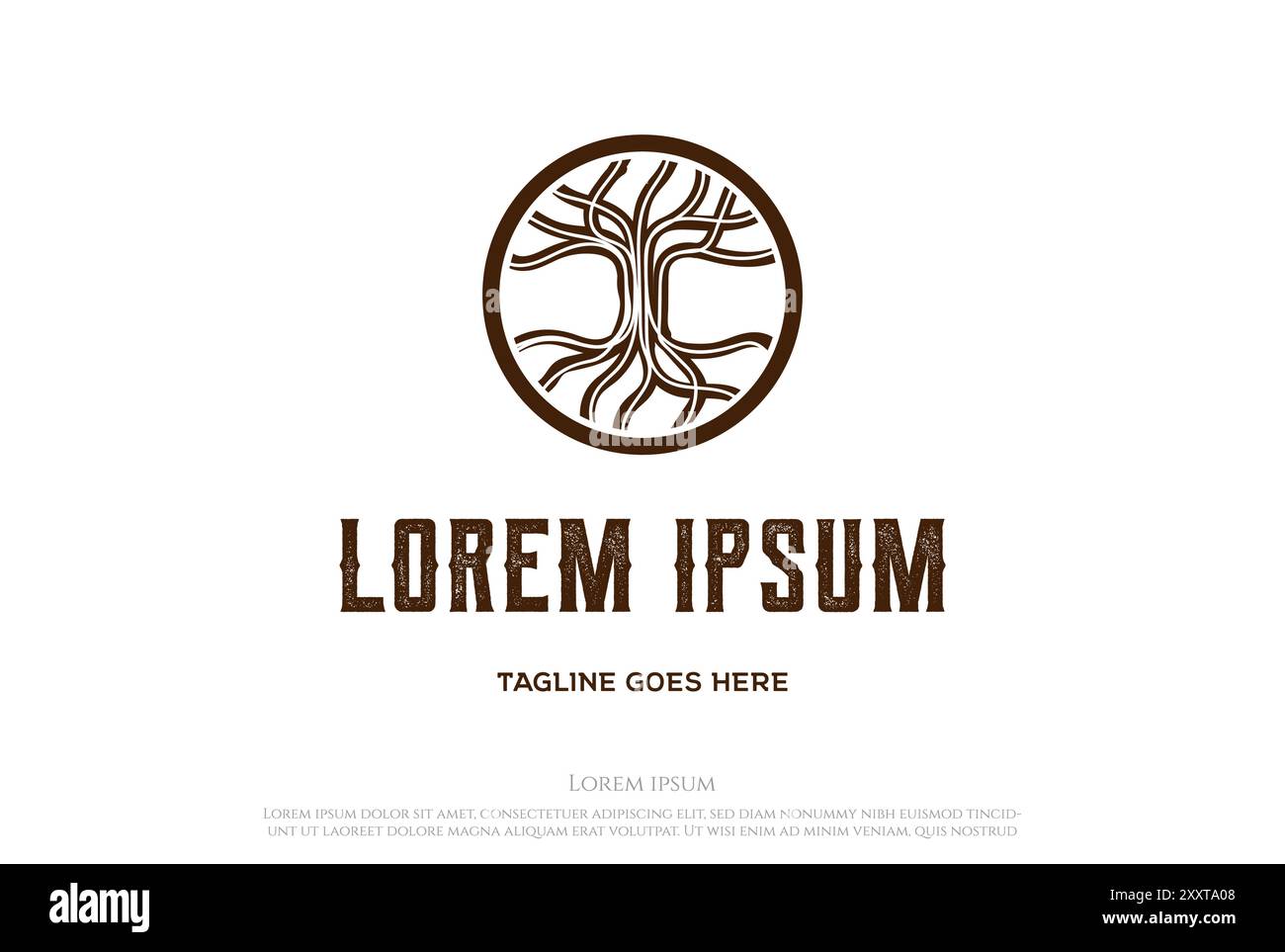 Circle Root Oak Banyan Tree Logo Design Vector Stock Vector Image & Art ...