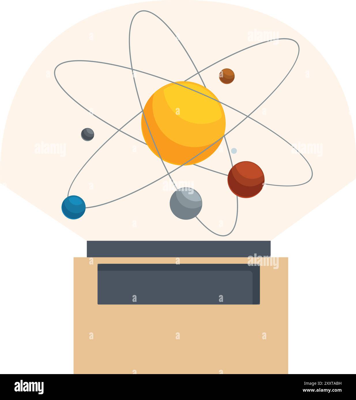 Model of the solar system with planets rotating around the sun on ...