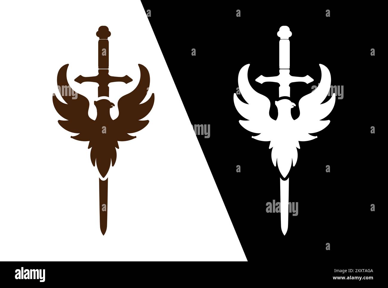 Retro Vintage American Bird Eagle Hawk Falcon Silhouette with Blades ...