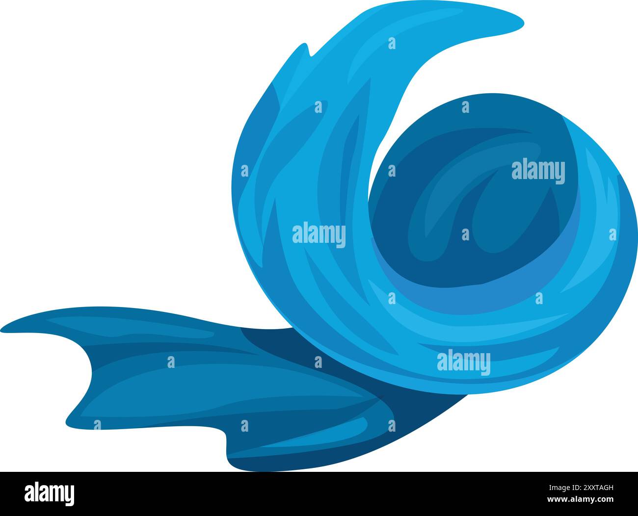 Blue wave curling and forming a spiral shape, minimalist design Stock ...