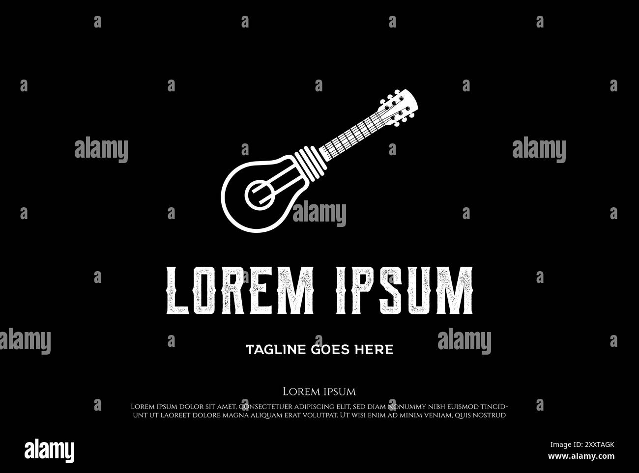 Vintage Retro Light Bulb Guitar Music Creative Idea Logo Design Vector ...