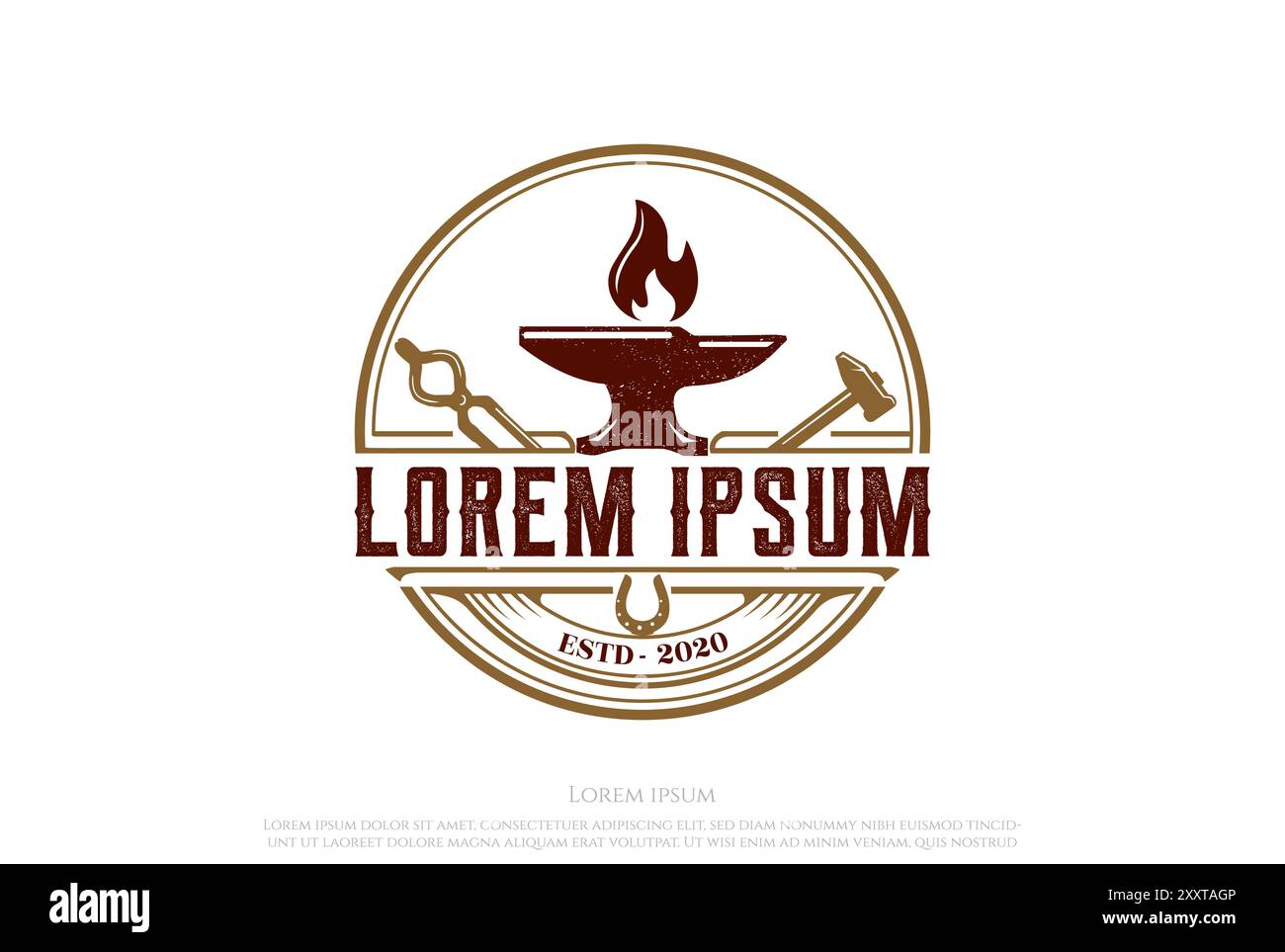 Circular Retro Vintage Anvil Foundry Blacksmith Logo Design Vector ...