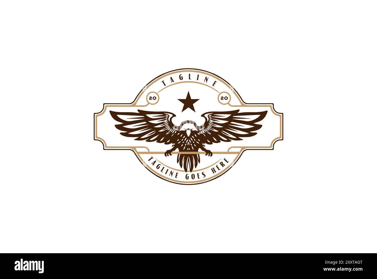 Vintage Retro Eagle Hawk Falcon Bird Badge Emblem Logo Design Vector ...