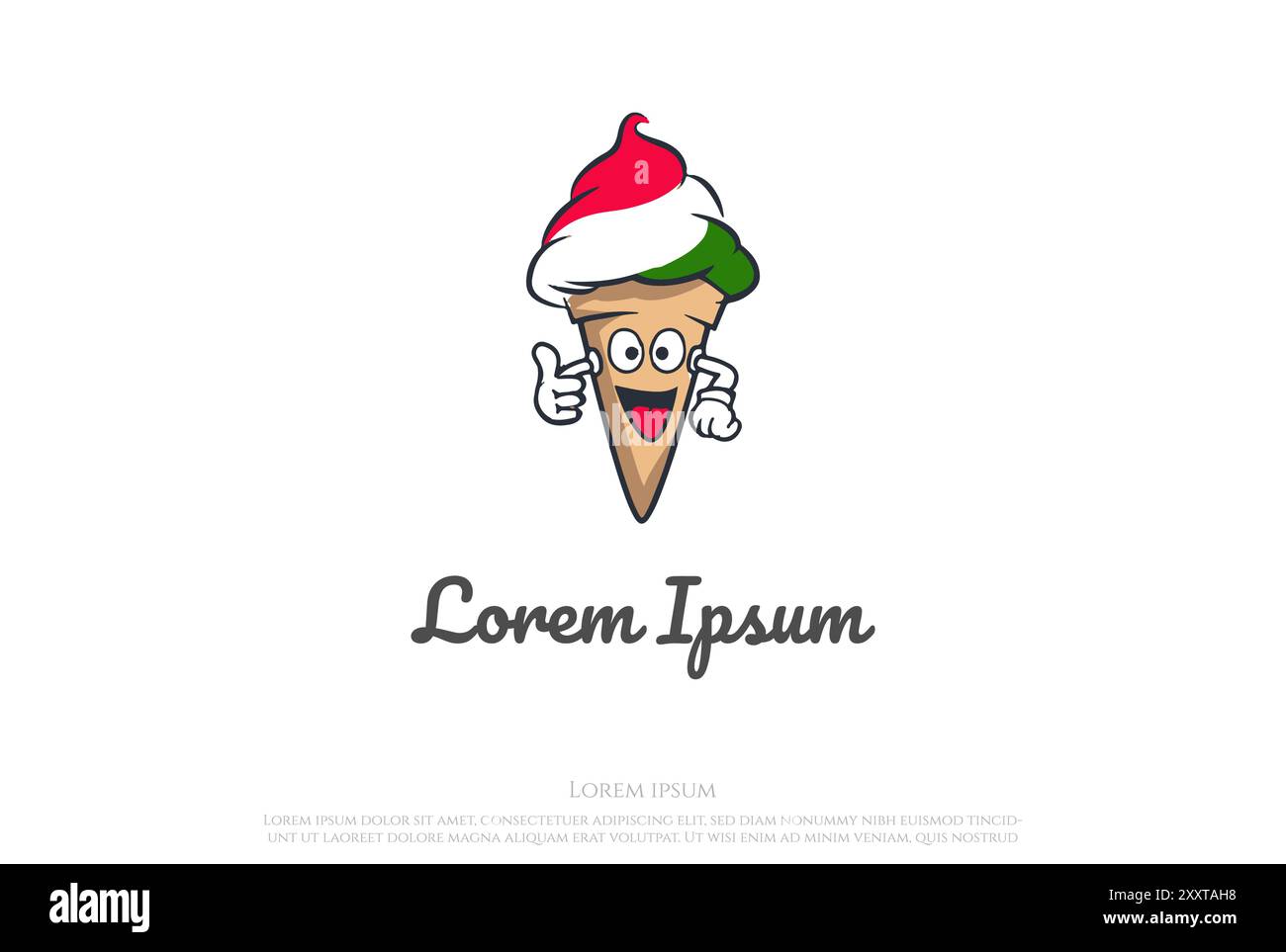 Italian Gelato Ice Cream Mascot Character Logo Design Vector Stock ...