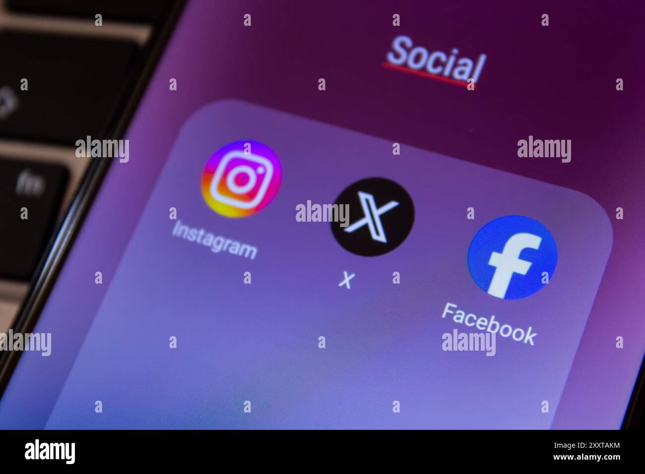 Instagram X and Facebook logo displayed on smartphone. Popular social ...