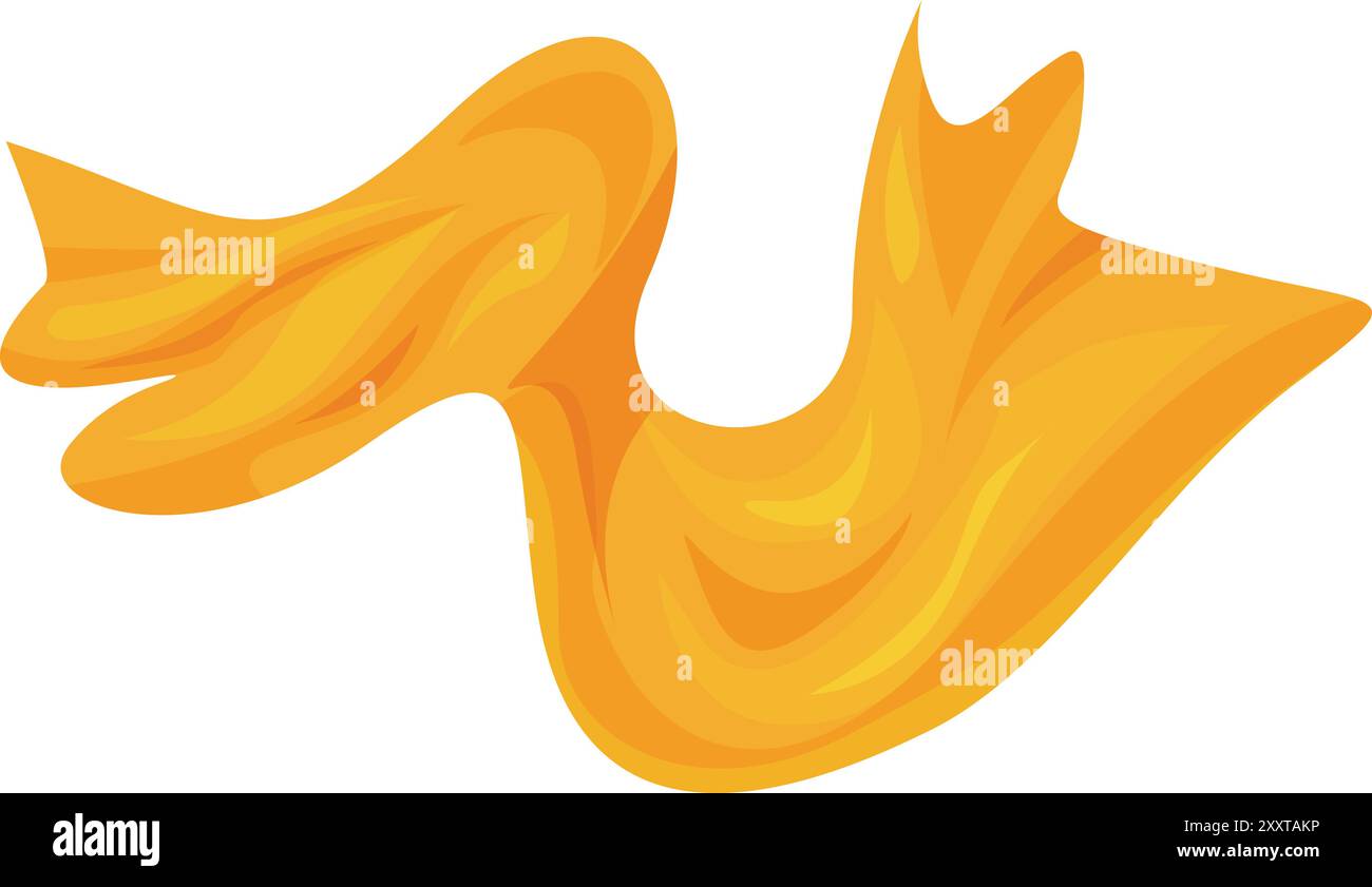 Yellow silk fabric flowing in the air, waving piece of textile for ...