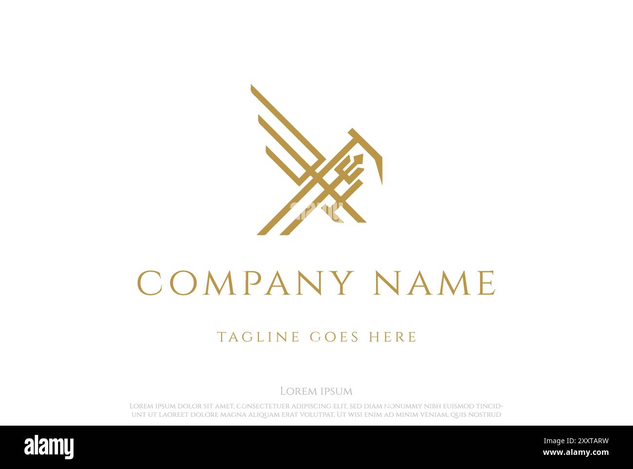 Trident Hawk Eagle Falcon Line Outline Monogram Logo Design Vector Stock Vector Image & Art - Alamy