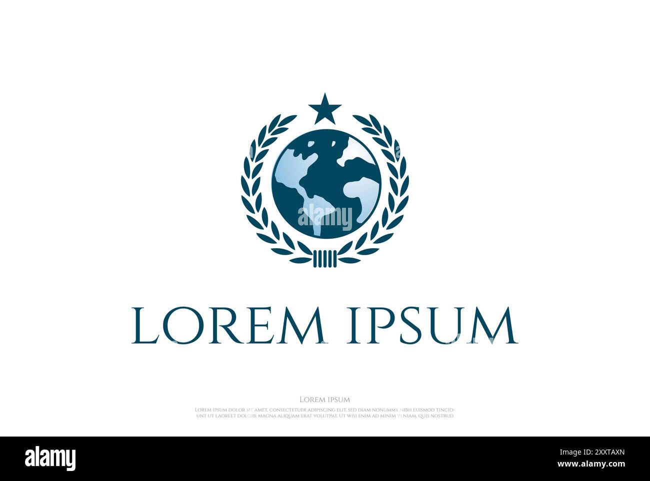 World Earth Globe with Laurel Leaf Unity United Logo Design Vector ...