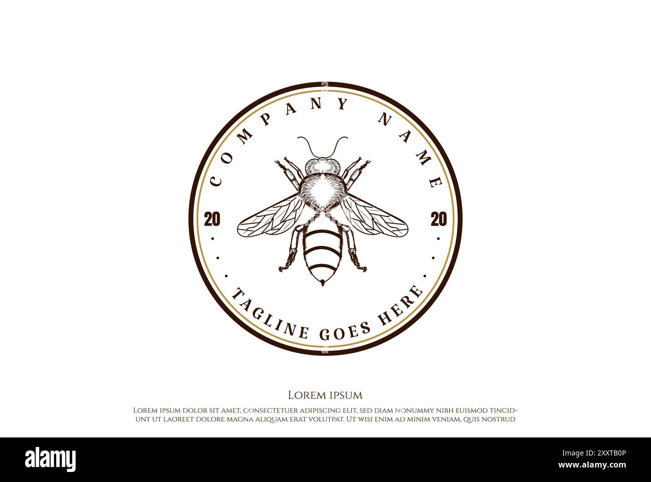 Vintage Retro Bee for Honey Product Label Logo Design Vector Stock ...