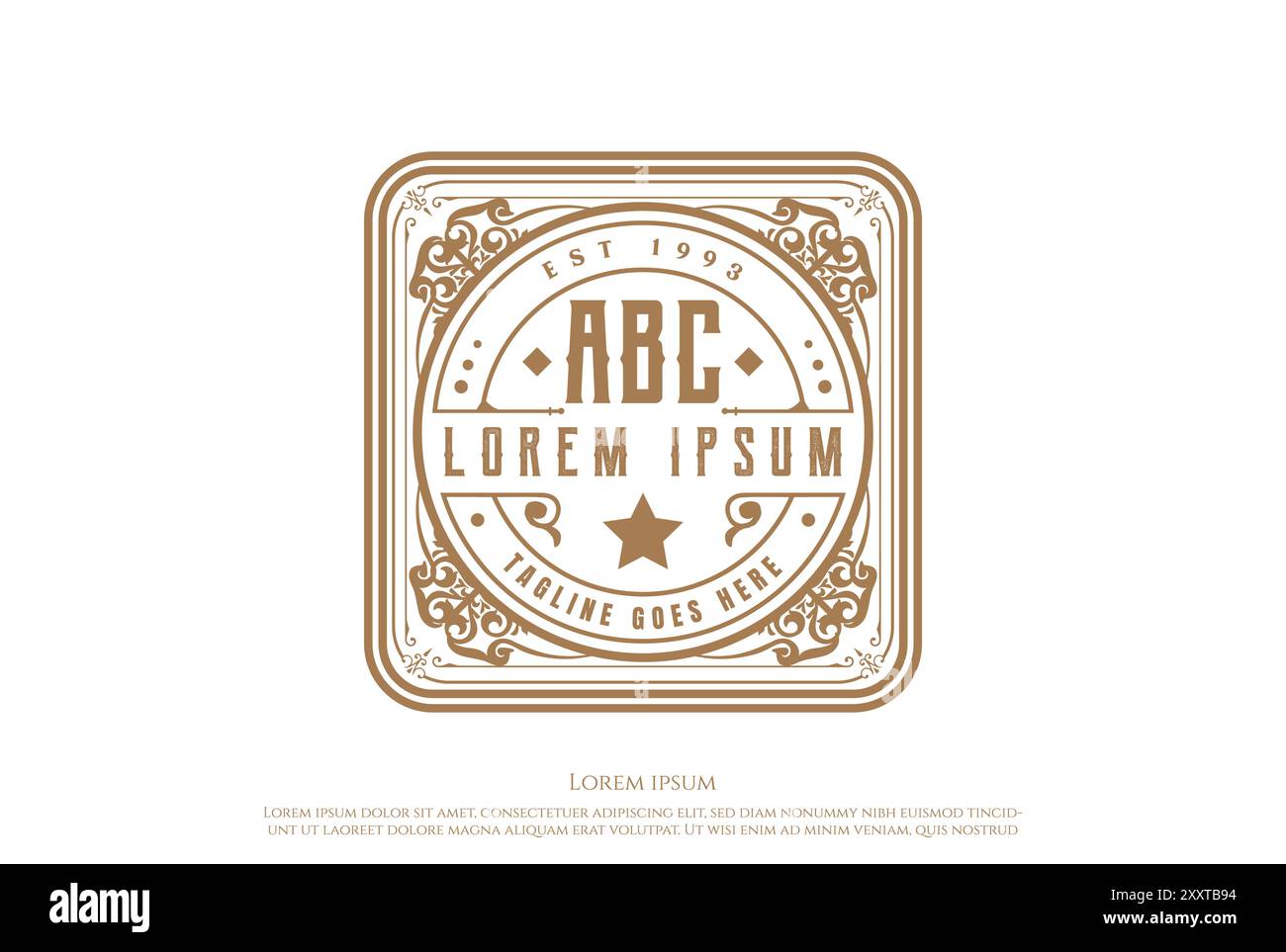 Classic Old Retro Vintage Luxury Golden Border Label Logo Design Vector ...