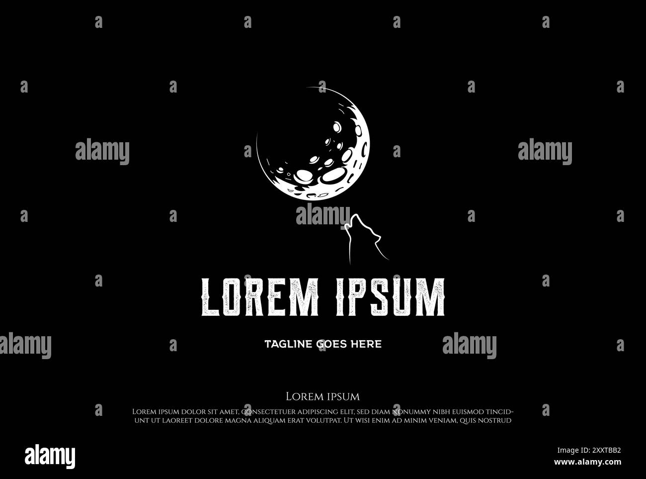 Dark Night Moon Howling Wolf Logo Design Vector Stock Vector Image ...