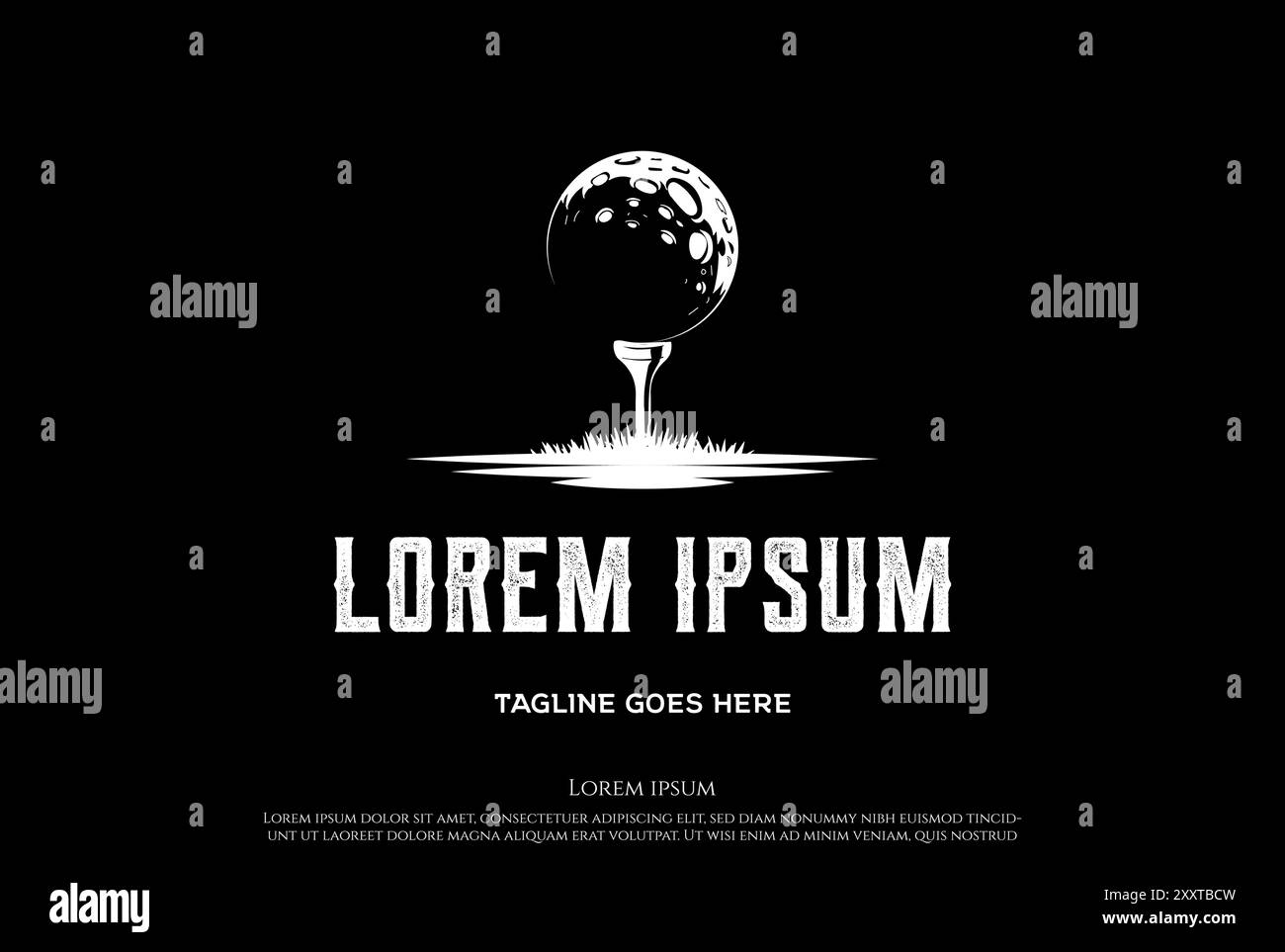 Vintage Retro Moon with Tee Golf for Sport Club Competition Logo Design ...