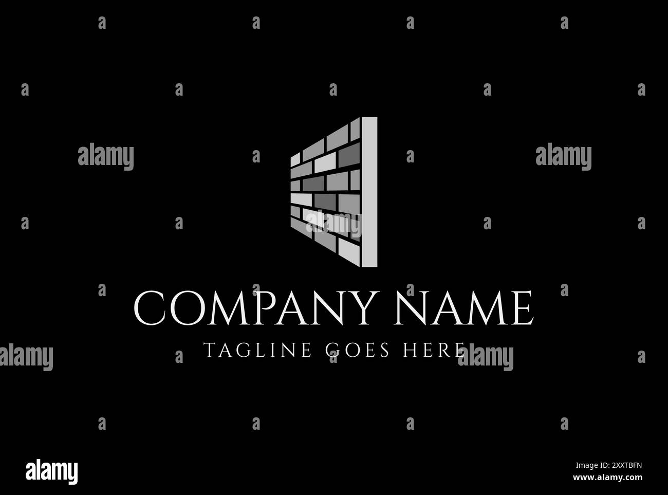 Simple Minimalist Brick Wall for Construction Logo Design Vector Stock ...