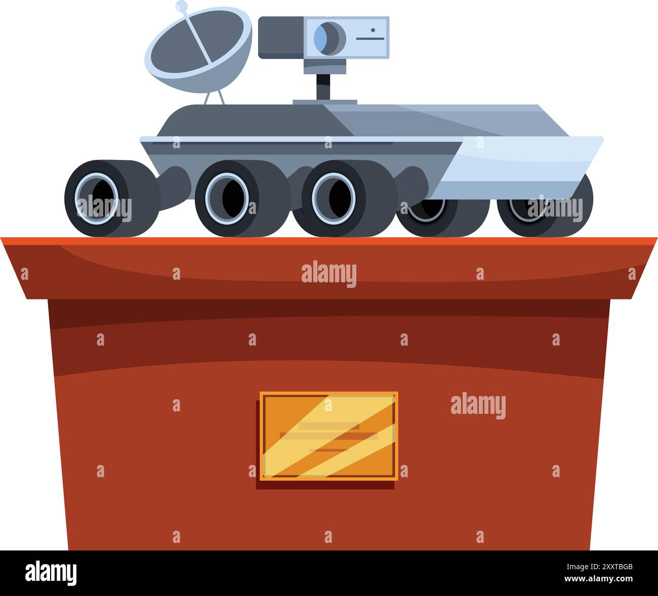 Space rover with antenna exploring a new planet is on display in a ...
