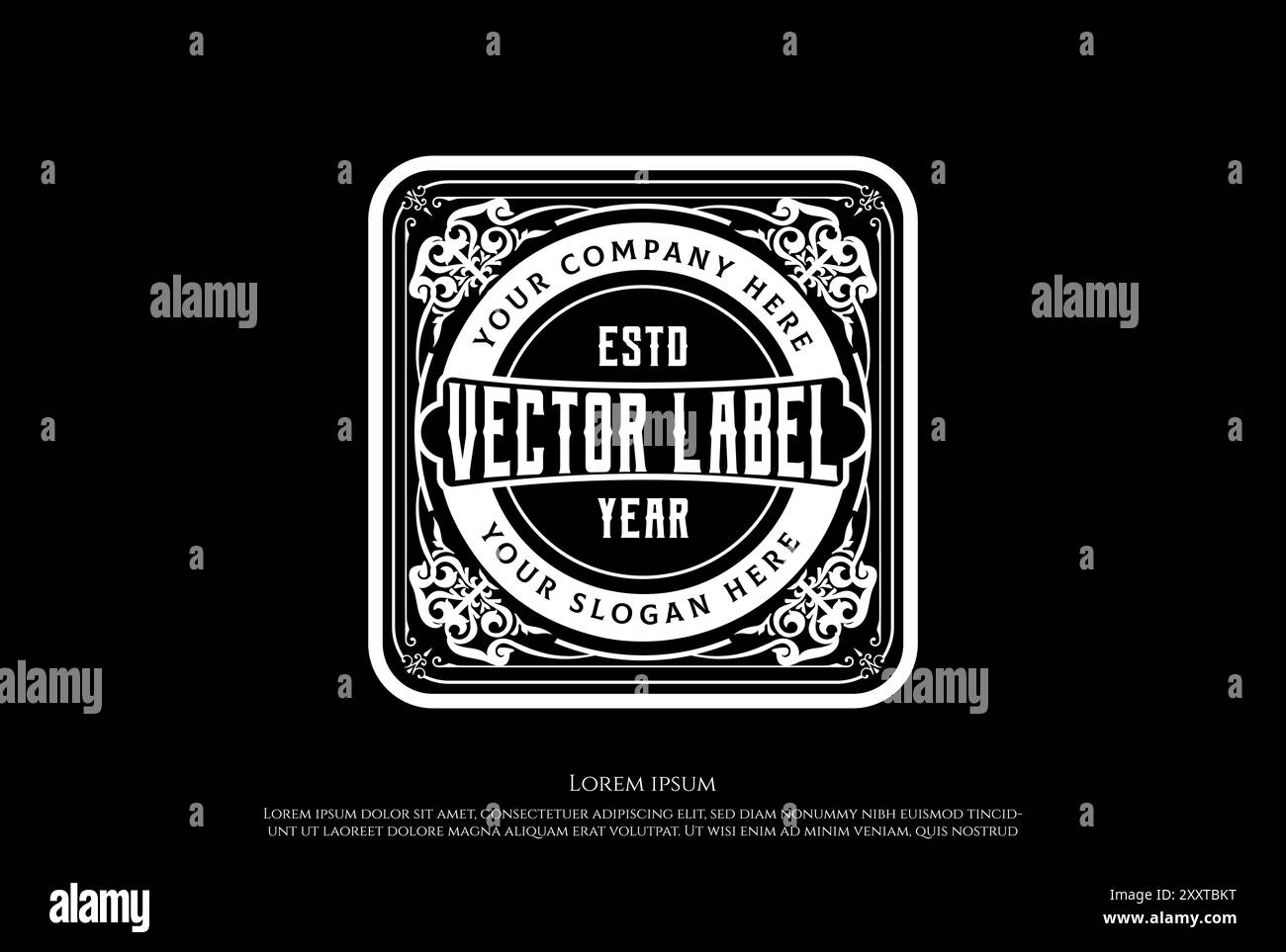 Classic Old Retro Vintage Luxury Golden Border Label Logo Design Vector ...