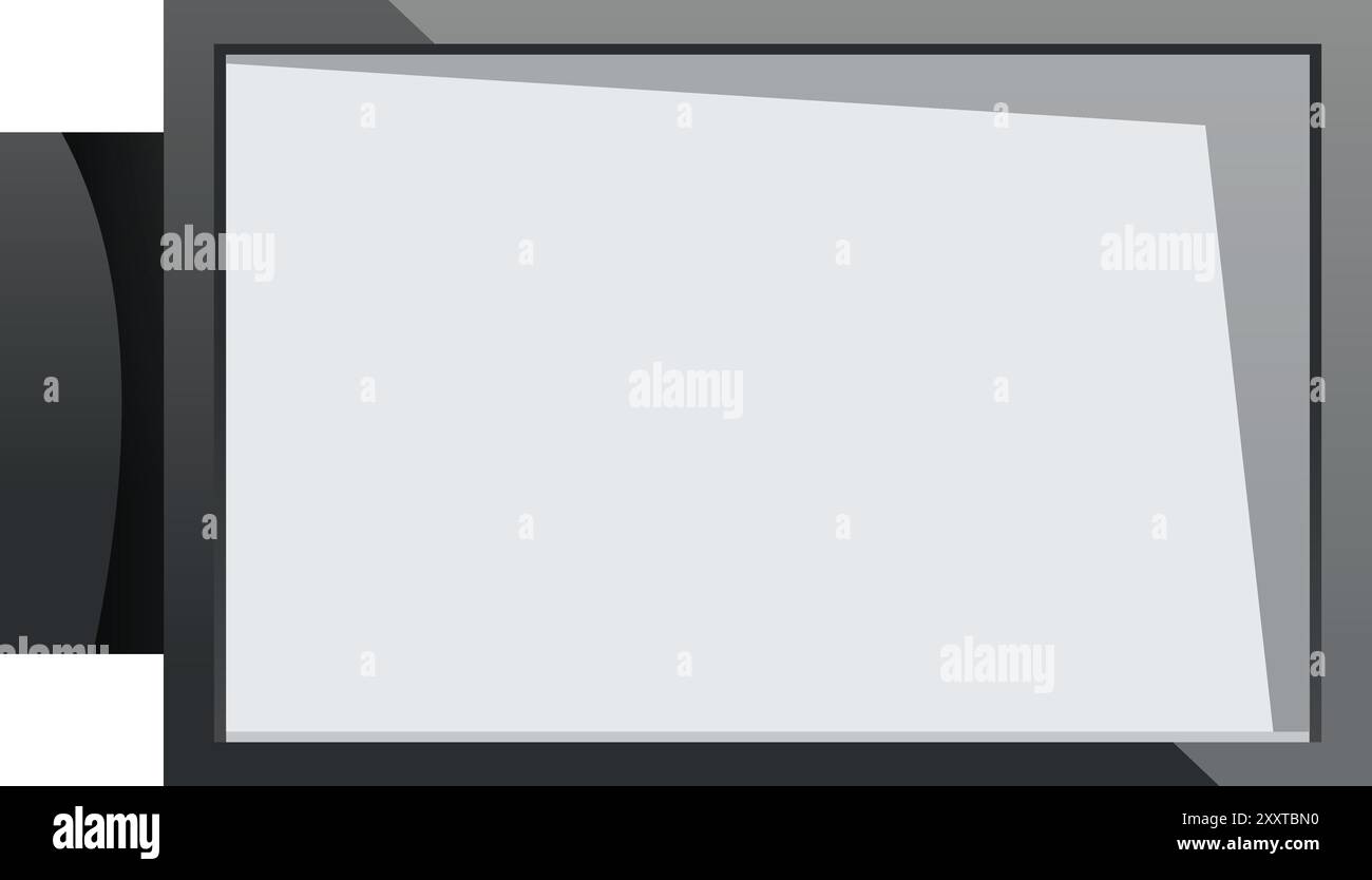 Modern smart tv is hanging on a white wall, showing a blank screen ...