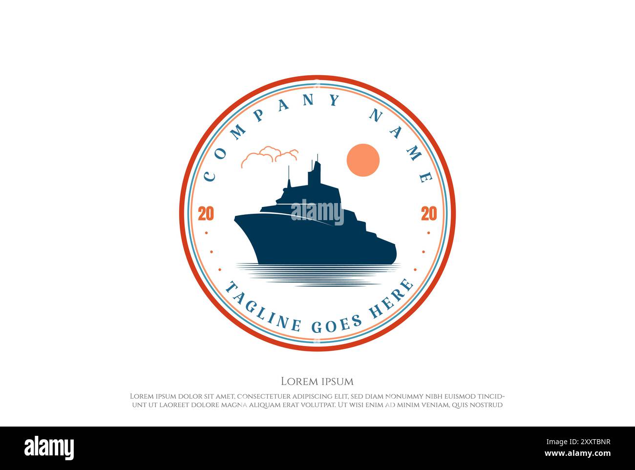 Vintage Retro Tanker Vessel Cargo Ship Badge Emblem Logo Design Vector ...