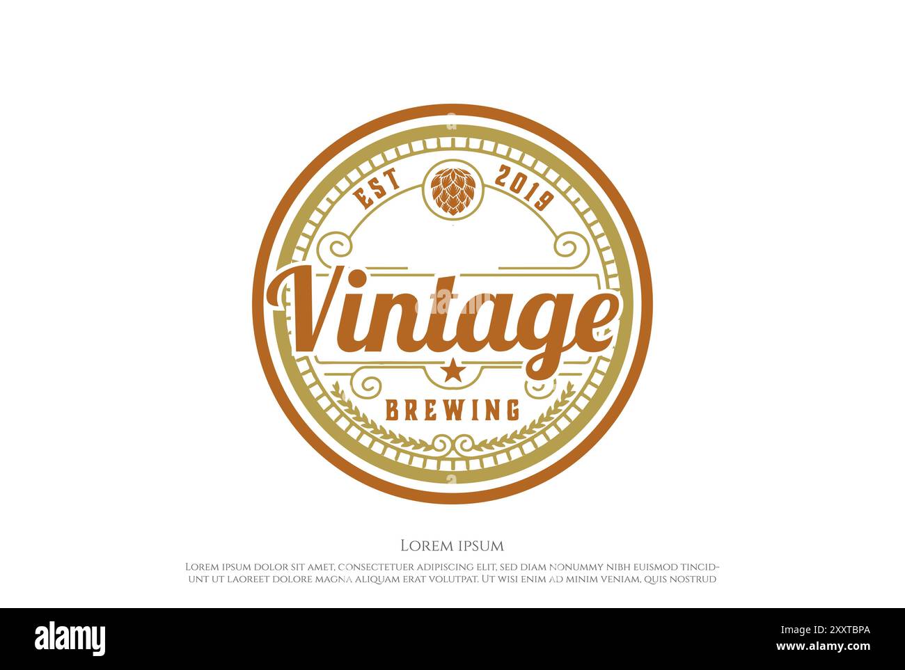 Retro Vintage Hop for Craft Beer Brewing Brewery Logo Design Vector ...