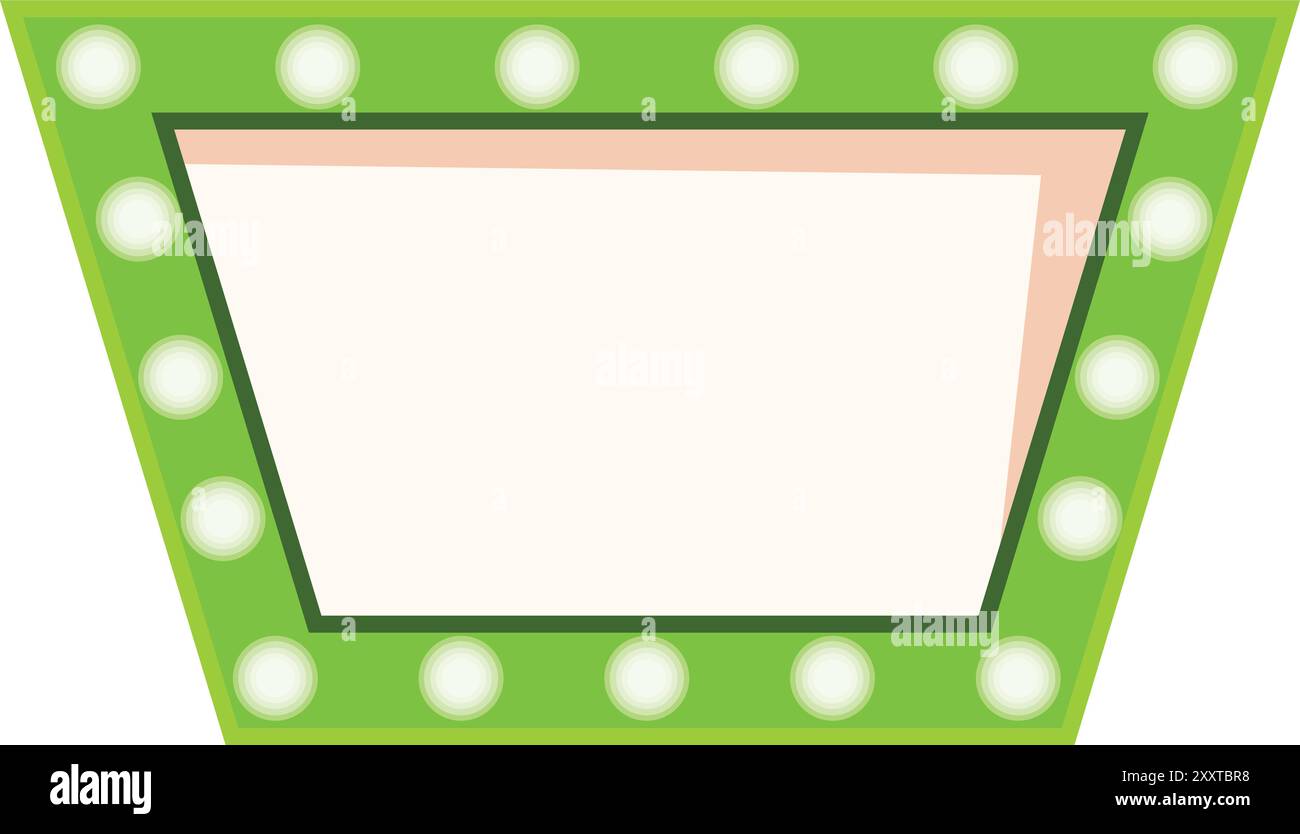 Green trapezium frame with glowing white lights for your message Stock ...