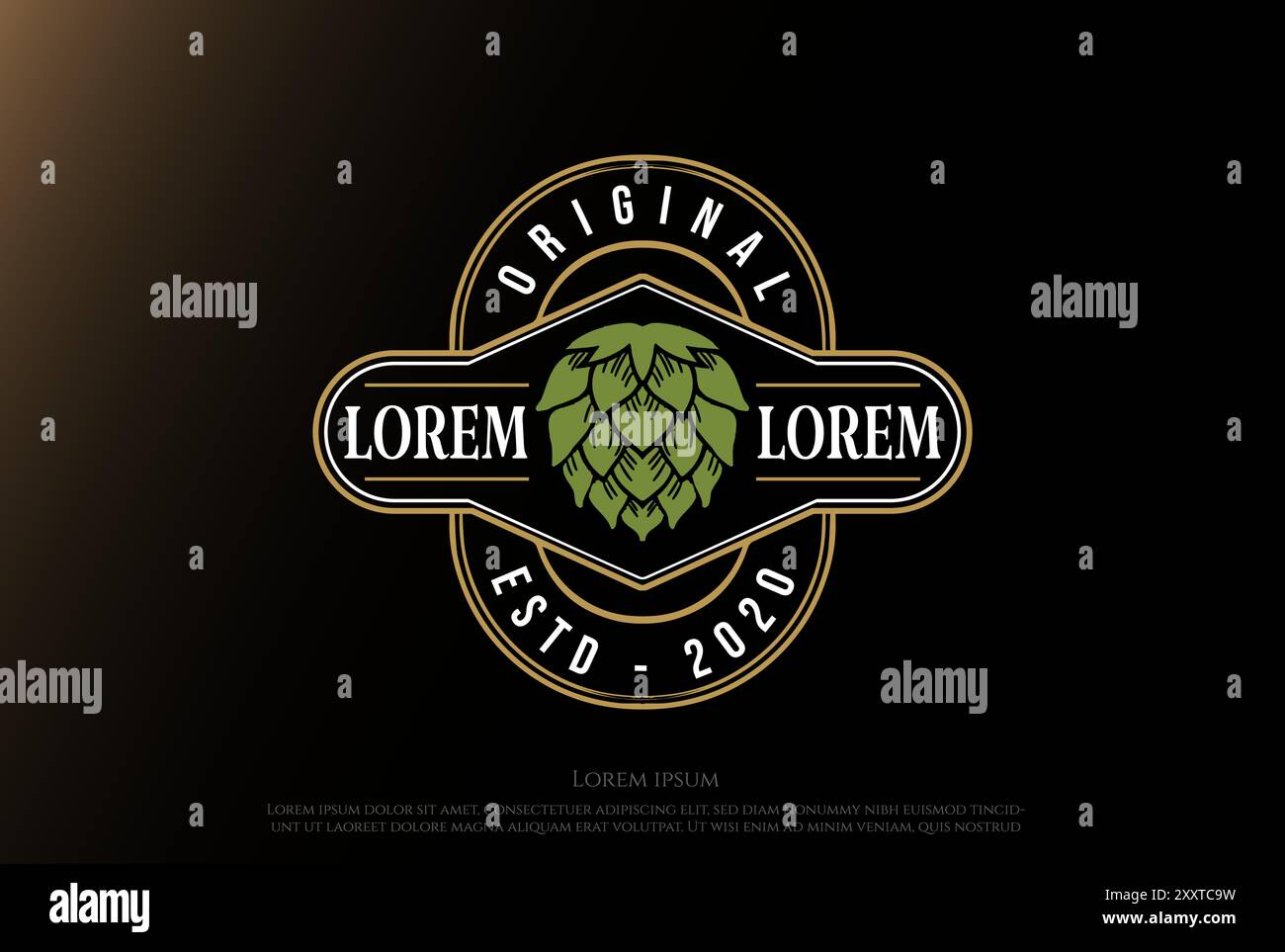 Luxury Hop for Craft Beer Brewing Brewery Emblem Logo Design Vector ...