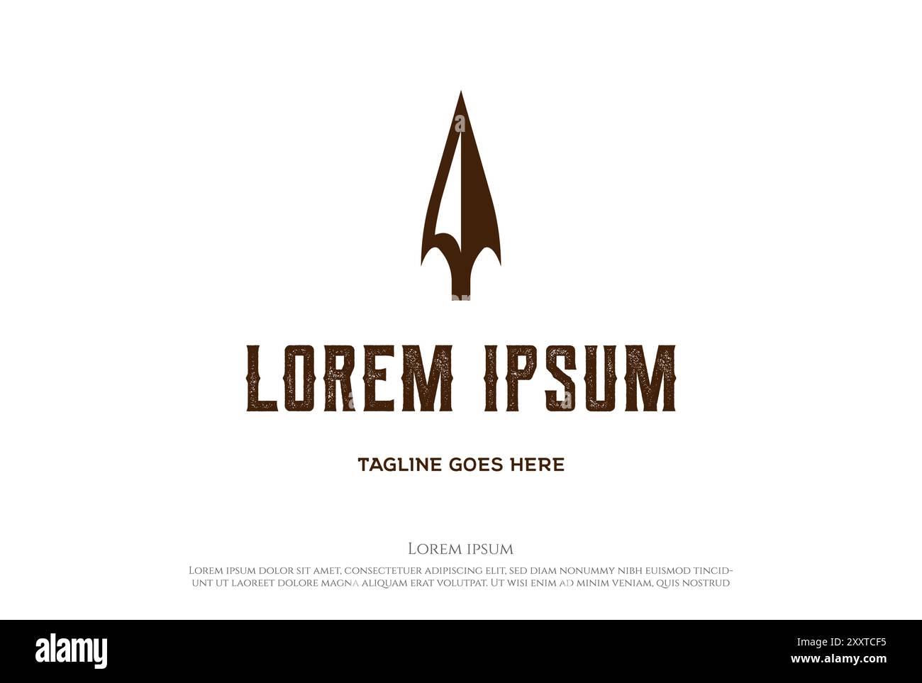 Simple Minimalist Vintage Retro Rustic Arrowhead Spear Hunting Hipster Logo Design Vector Stock ...