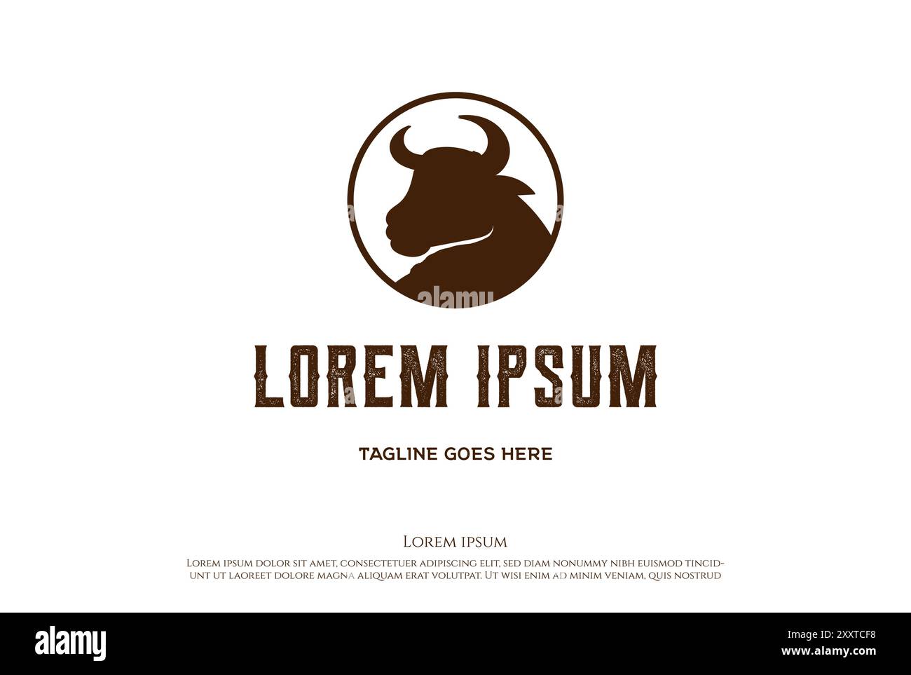 Simple Minimalist Circle Circular Bull Logo Design Vector Stock Vector ...