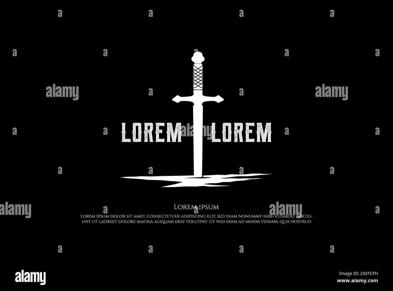 Sword Blade Samurai Stuck in the Ground Logo Design Vector Stock Vector ...