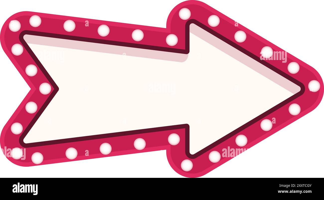 Red neon arrow sign pointing to the right with empty space for your ...