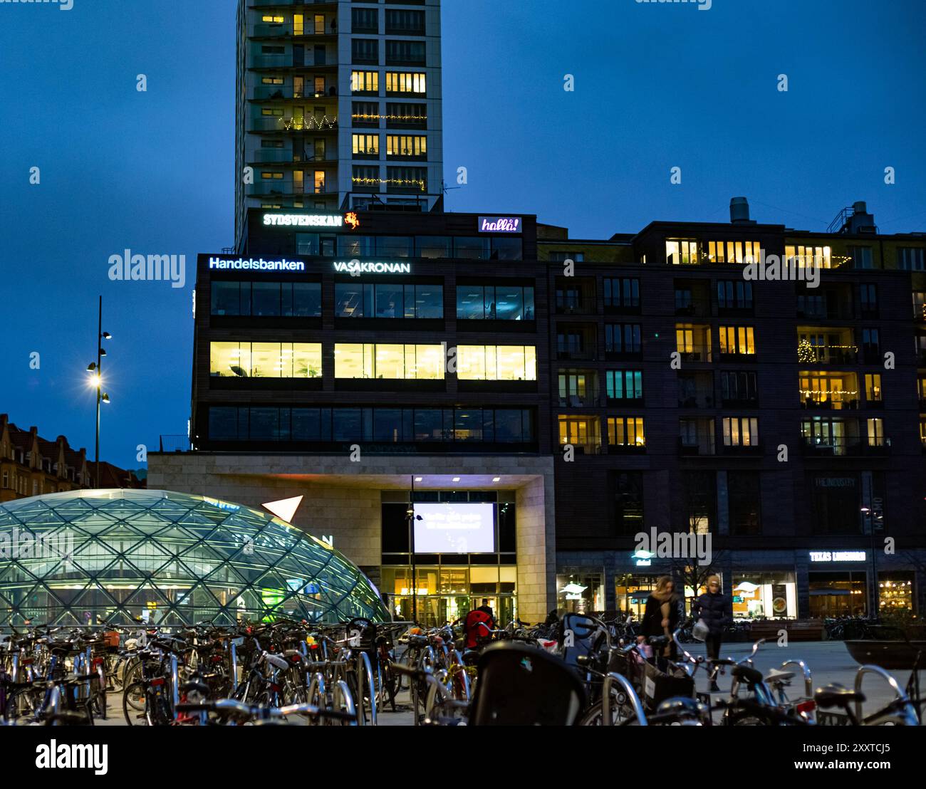 Triangeln Metro station in Malmo, Sweden seen in night light Stock ...