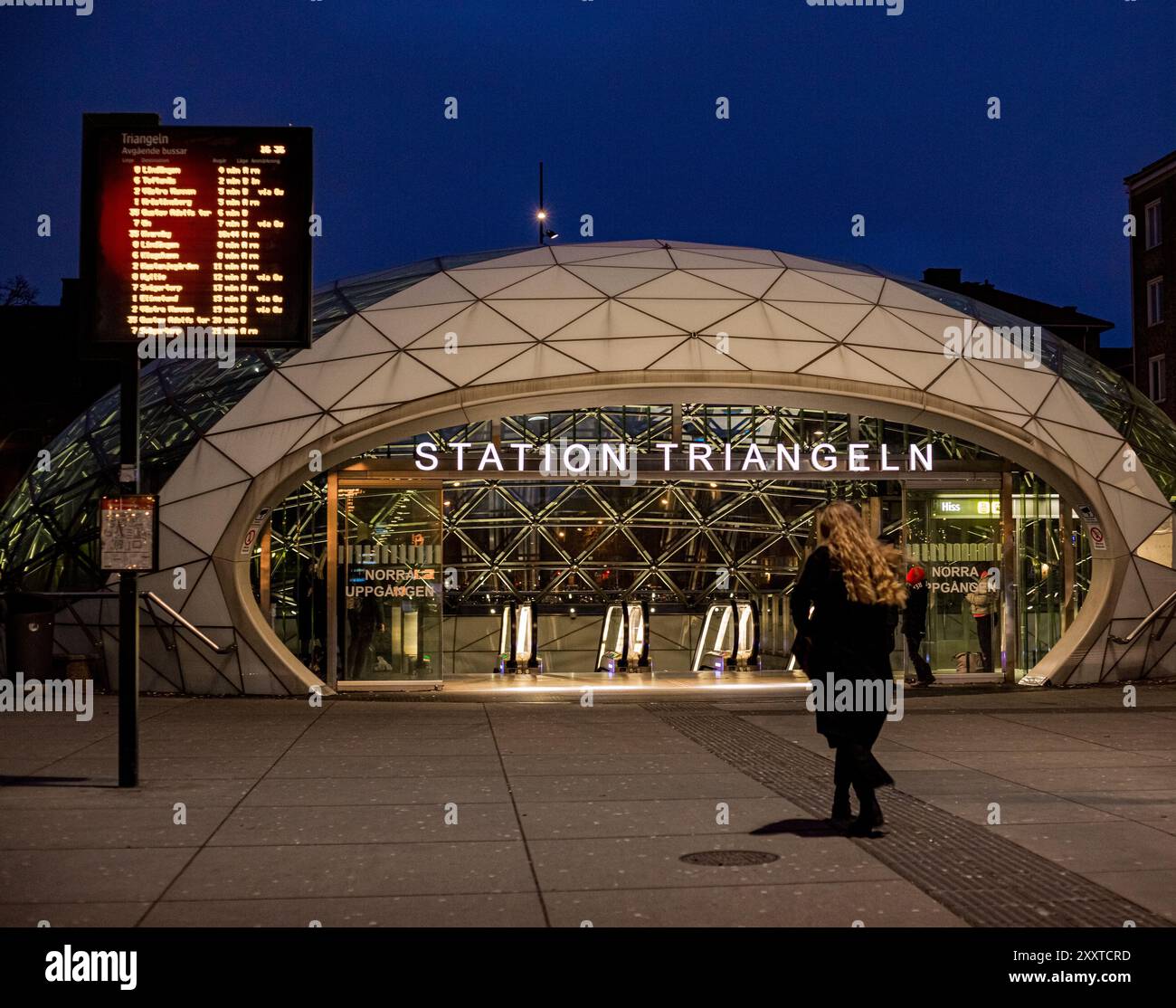 Triangeln Metro station in Malmo, Sweden seen in night light Stock ...