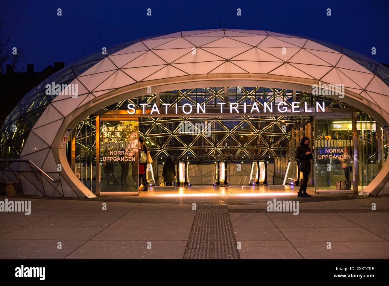 Triangeln Metro station in Malmo, Sweden seen in night light Stock ...