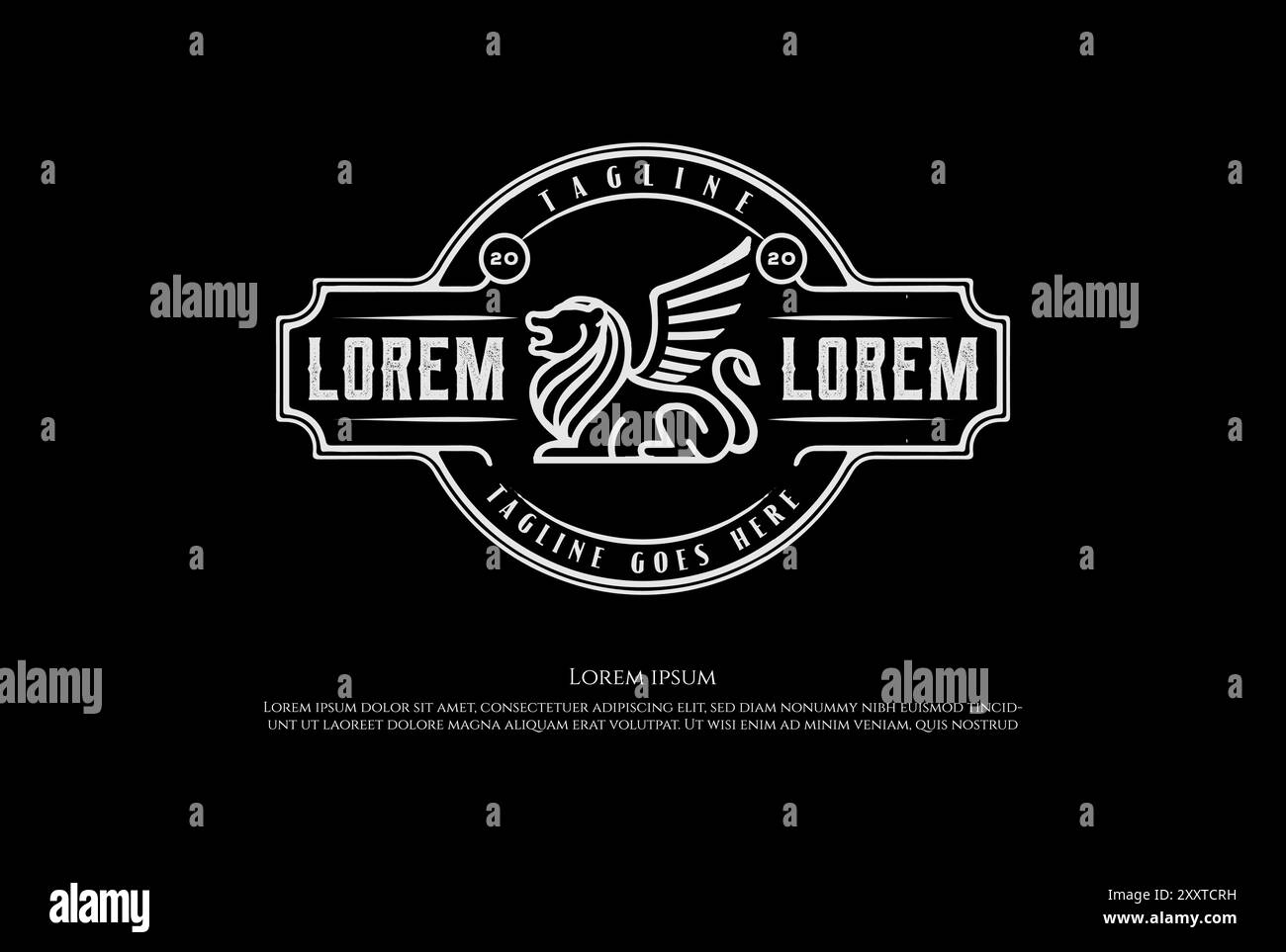 Vintage Retro Royal Classic Lion Line Badge Emblem Logo Design Vector ...