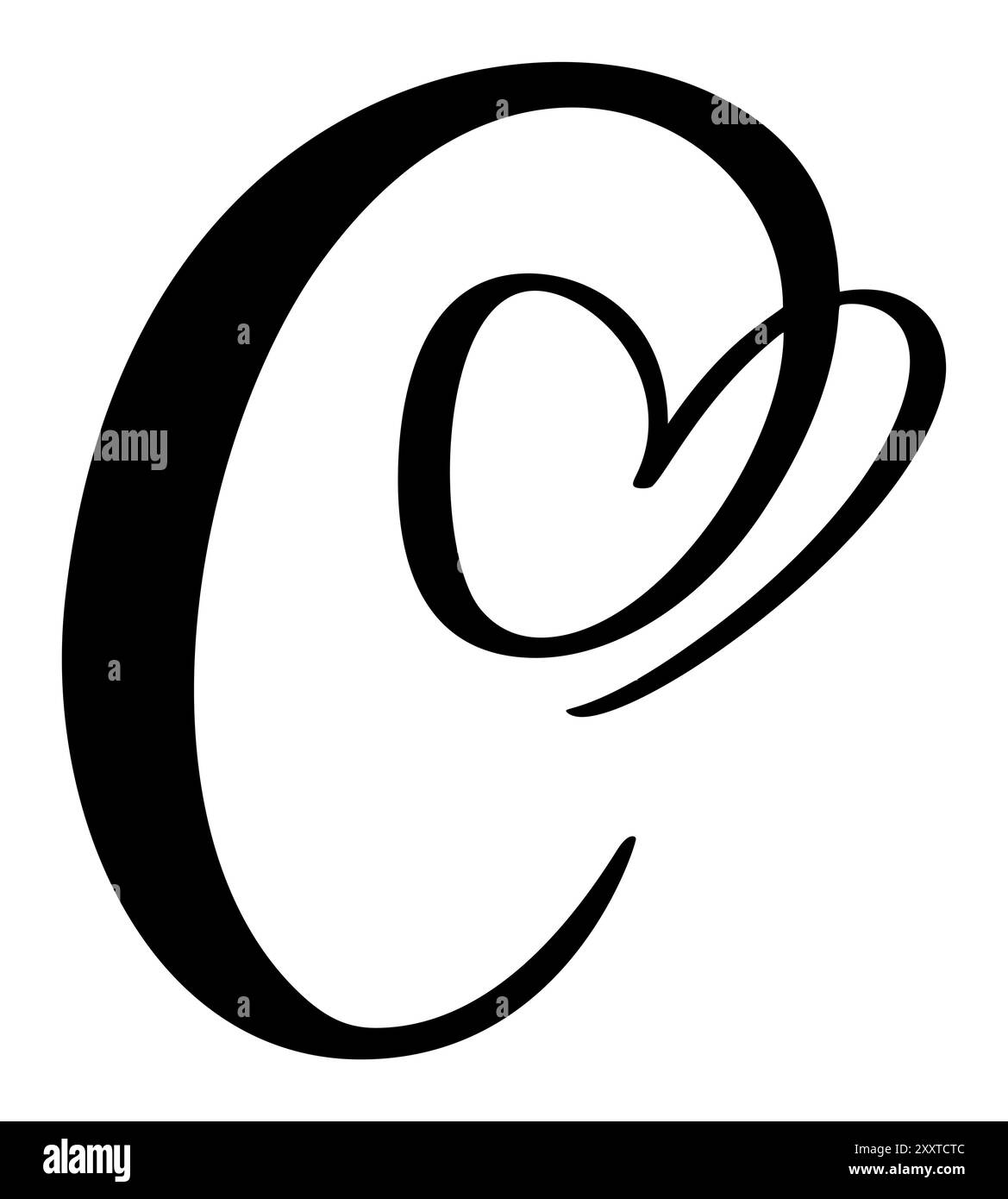 Hand drawn vector calligraphy love letter C. Vintage heart monogram ...